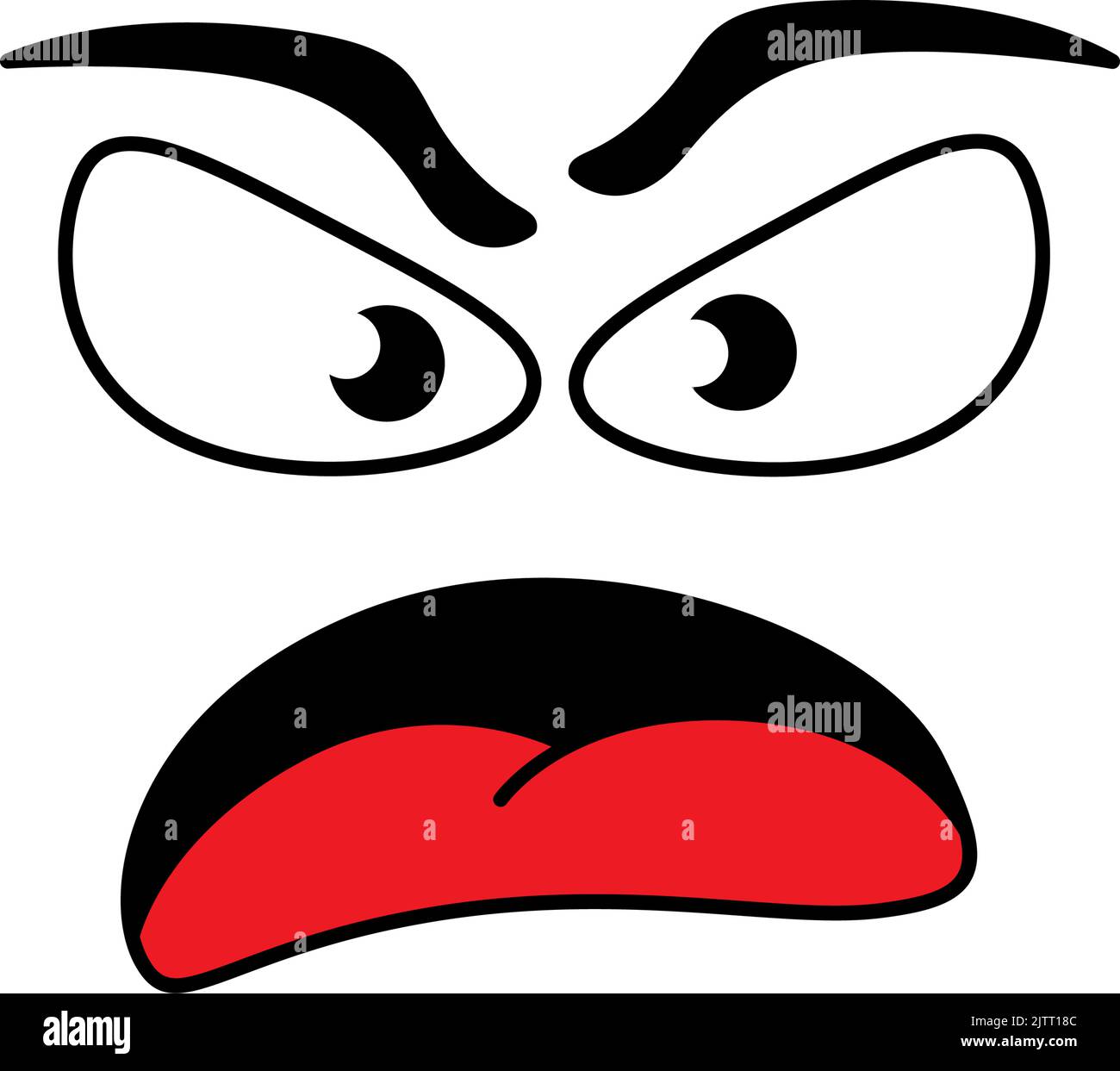 Angry smile face emoticon, cartoon line emoji. Vector isolated grumpy ...