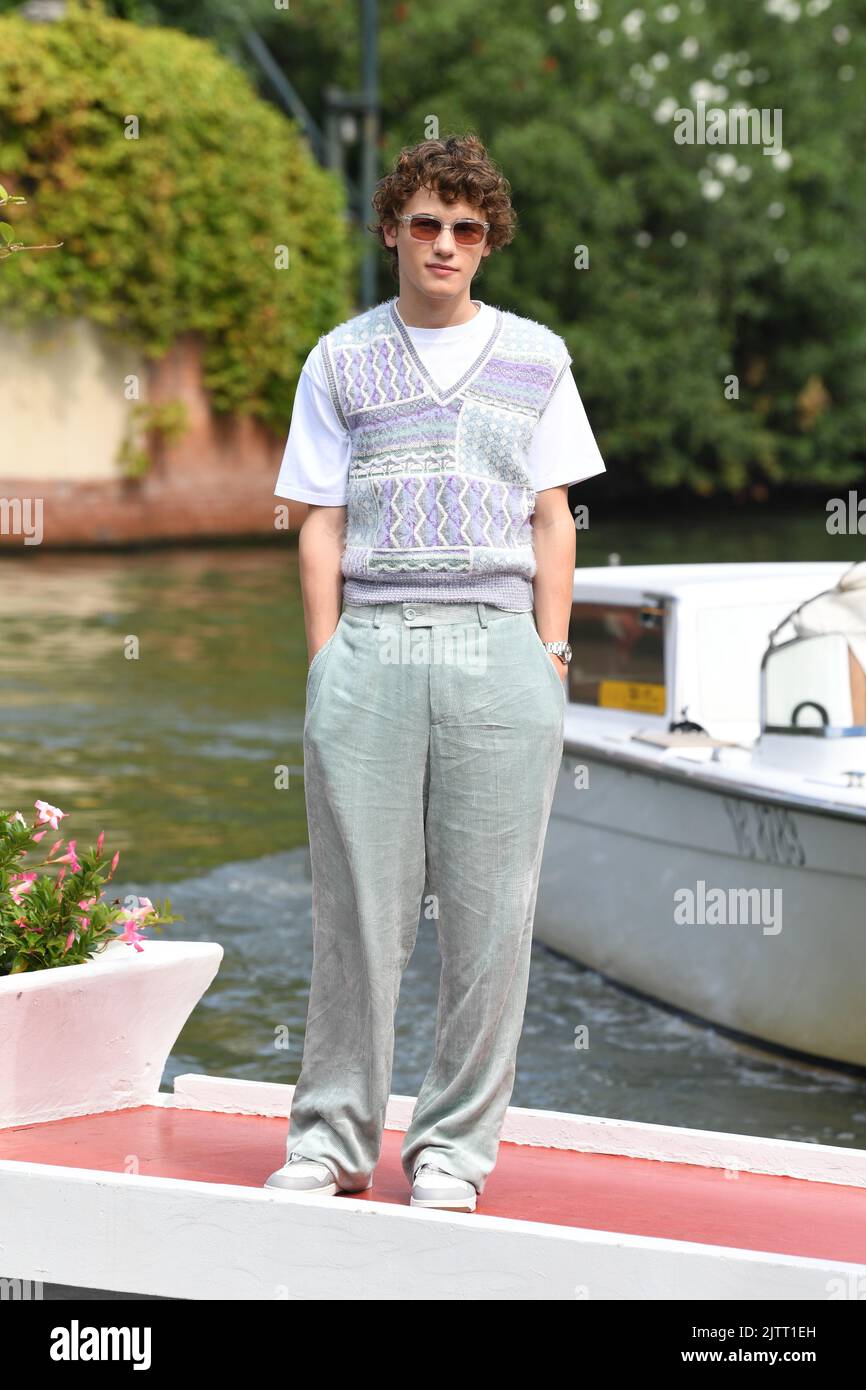 Sam Nivola seen arriving at the Excelsior pier during the 79th Venice ...