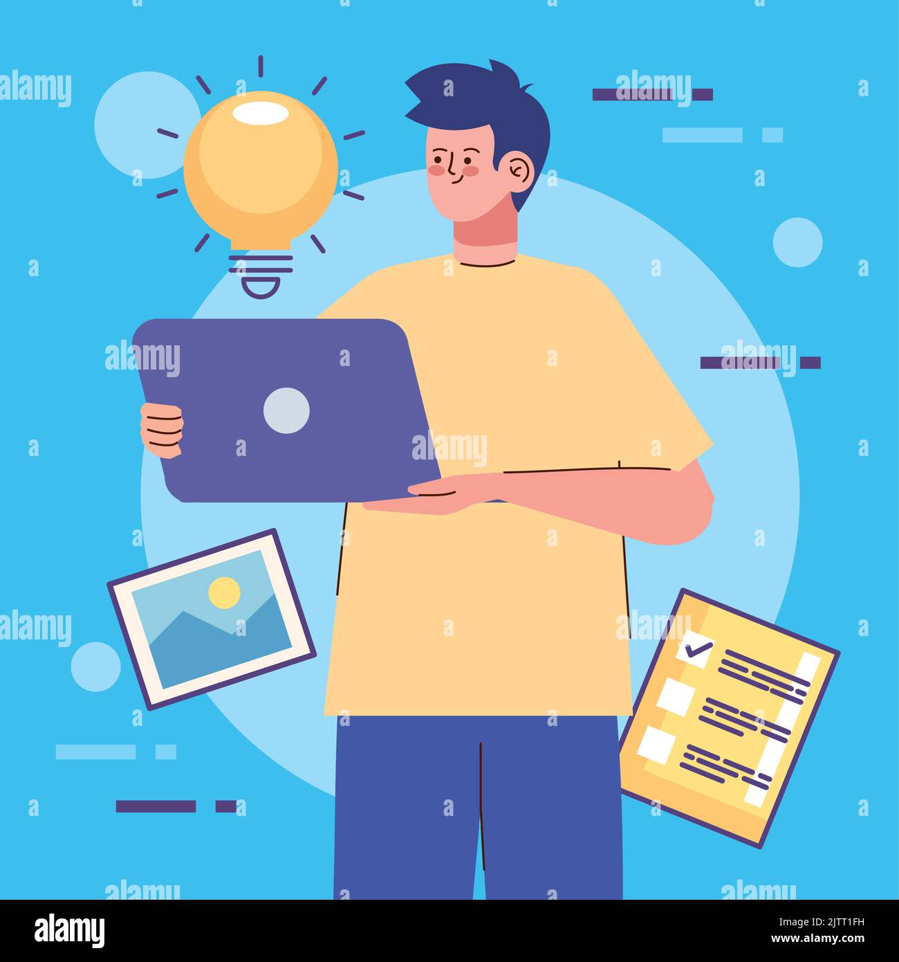 Process laptop bulb businessman Stock Vector Images - Alamy
