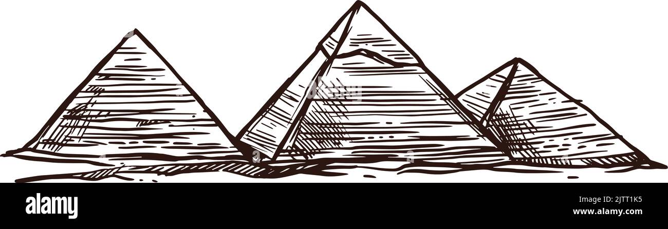 Egypt pyramids sketch, travel landmark and ancient Egyptian pharaoh ...