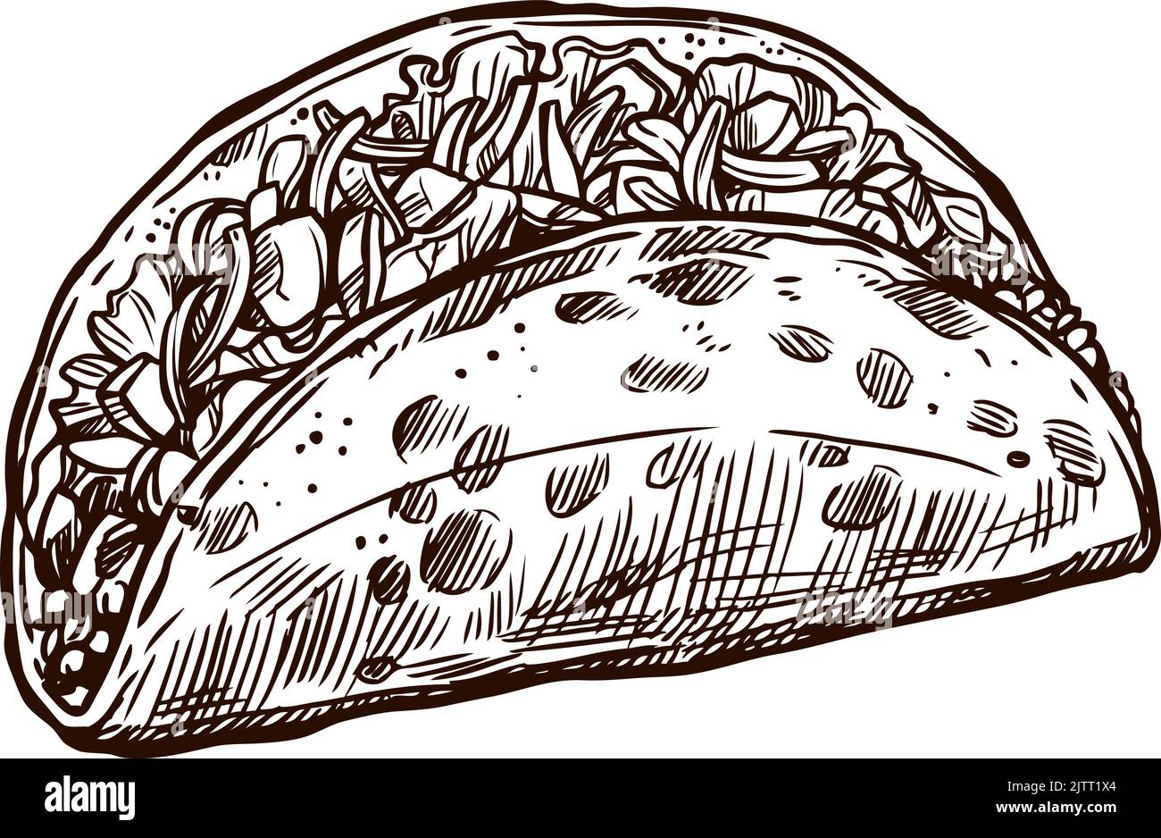 Holiday taco, vector sketch symbol. Cinco de Mayo in Mexico or 5 May ...