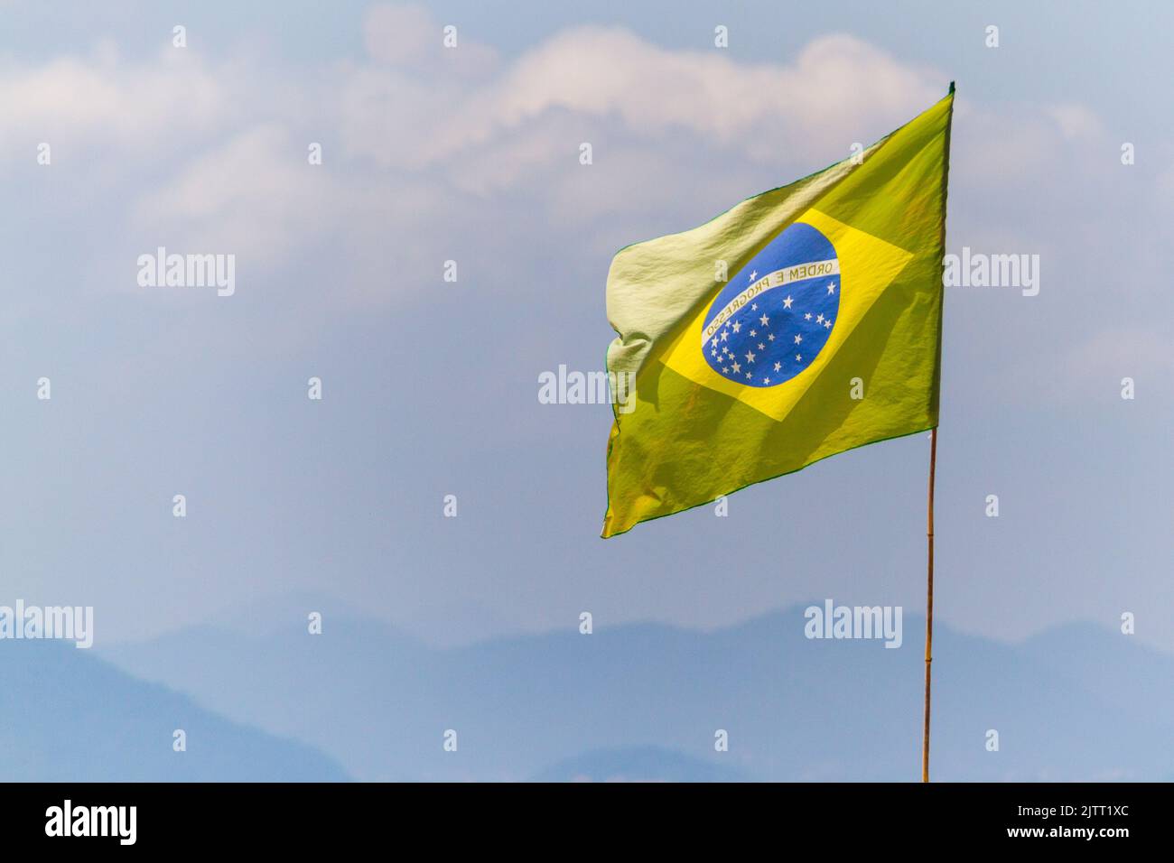 faded brazil flag outdoors on a rio de janeiro beach in brazil Stock ...