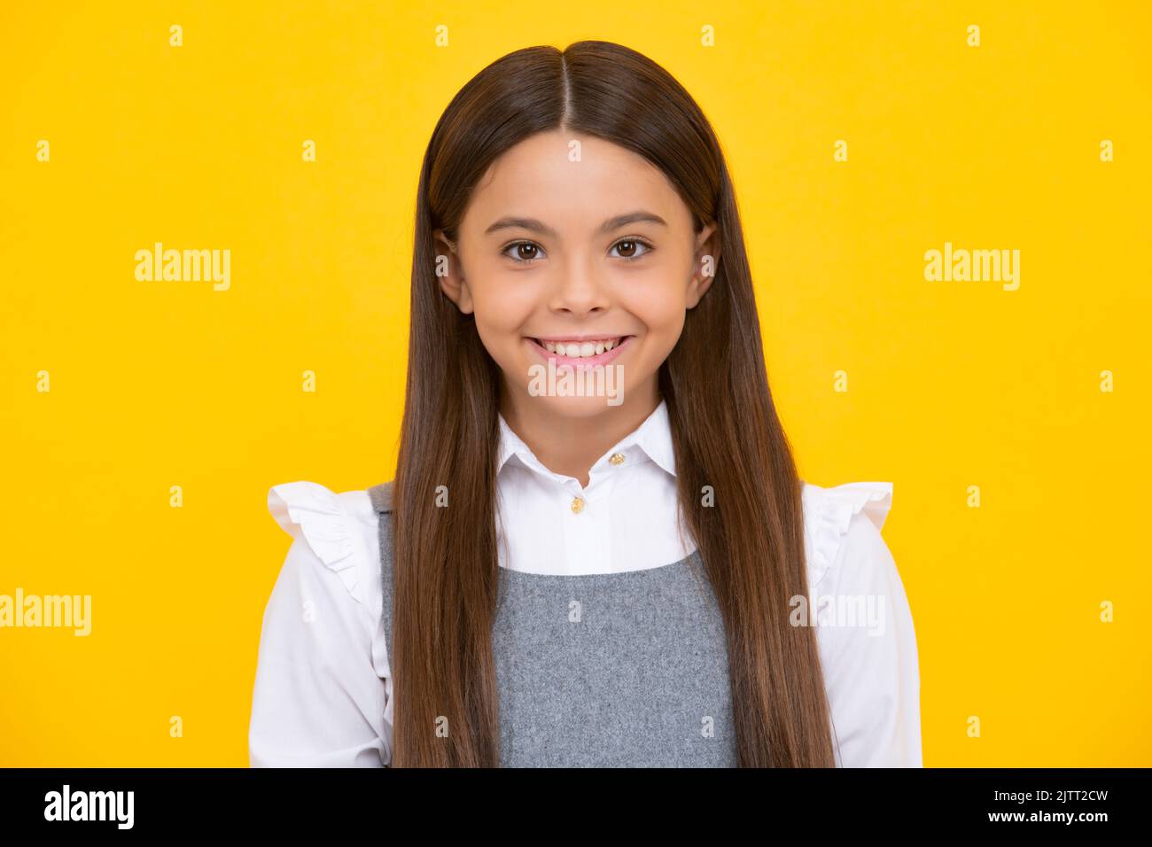 Happy girl face, positive and smiling emotions. Child little girl 12 ...