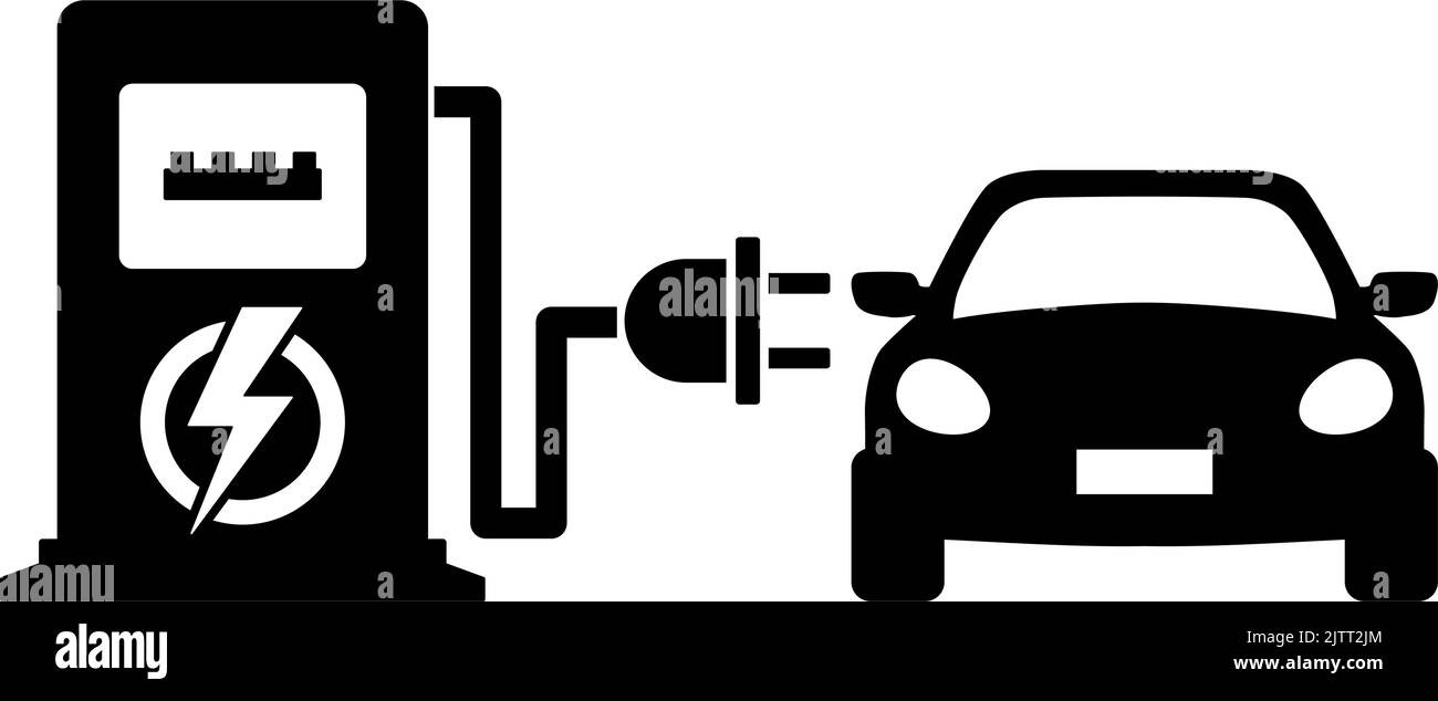 Electric fuel pump icon. Electric vehicle charging station for hybrid ...