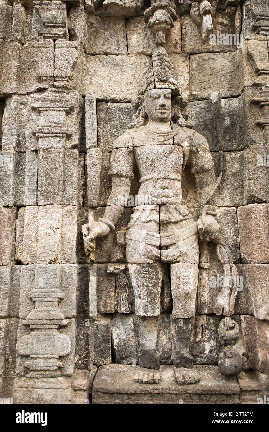 Relief sculpture of Hindu god at ancient Prambanan Hindu Temple in ...