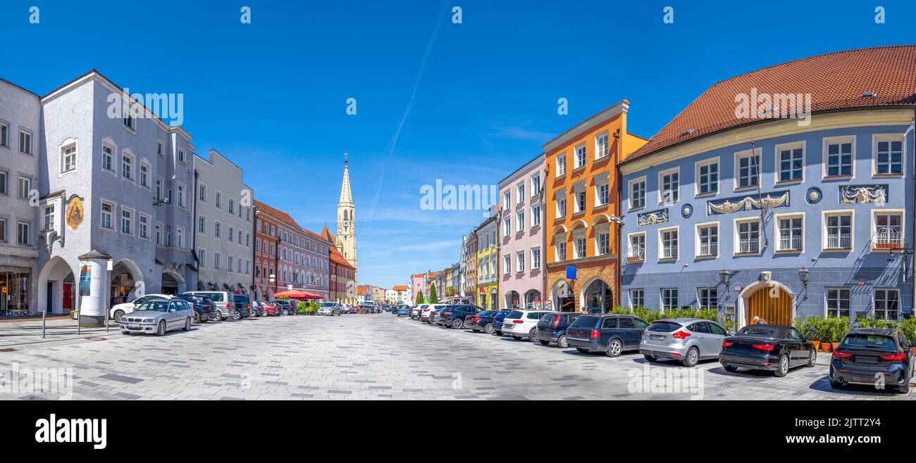 Panorama historical city of Neuoetting, Bavaria, Germany Stock Photo ...