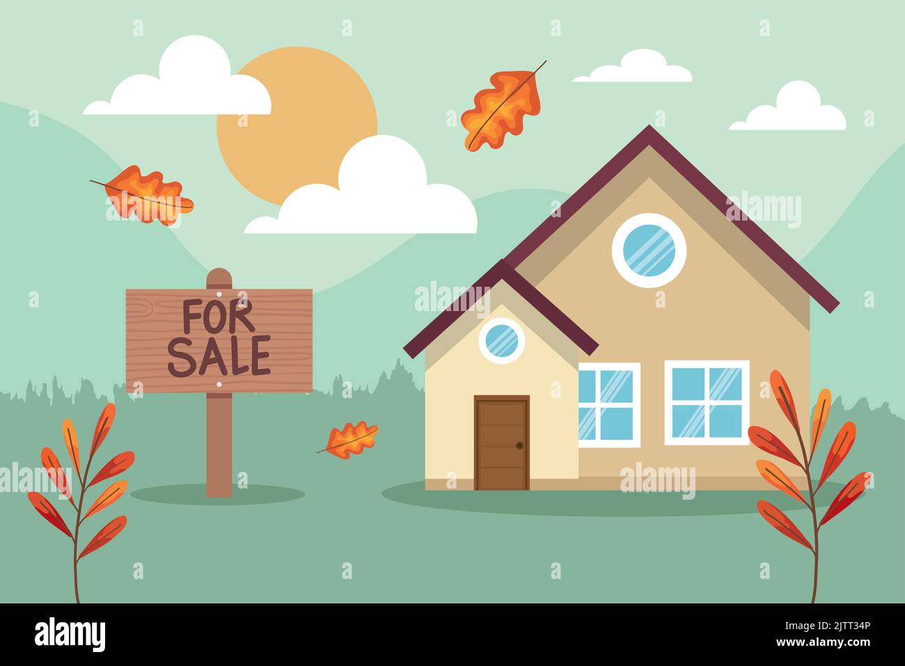 for sale label with new house Stock Vector Image & Art - Alamy