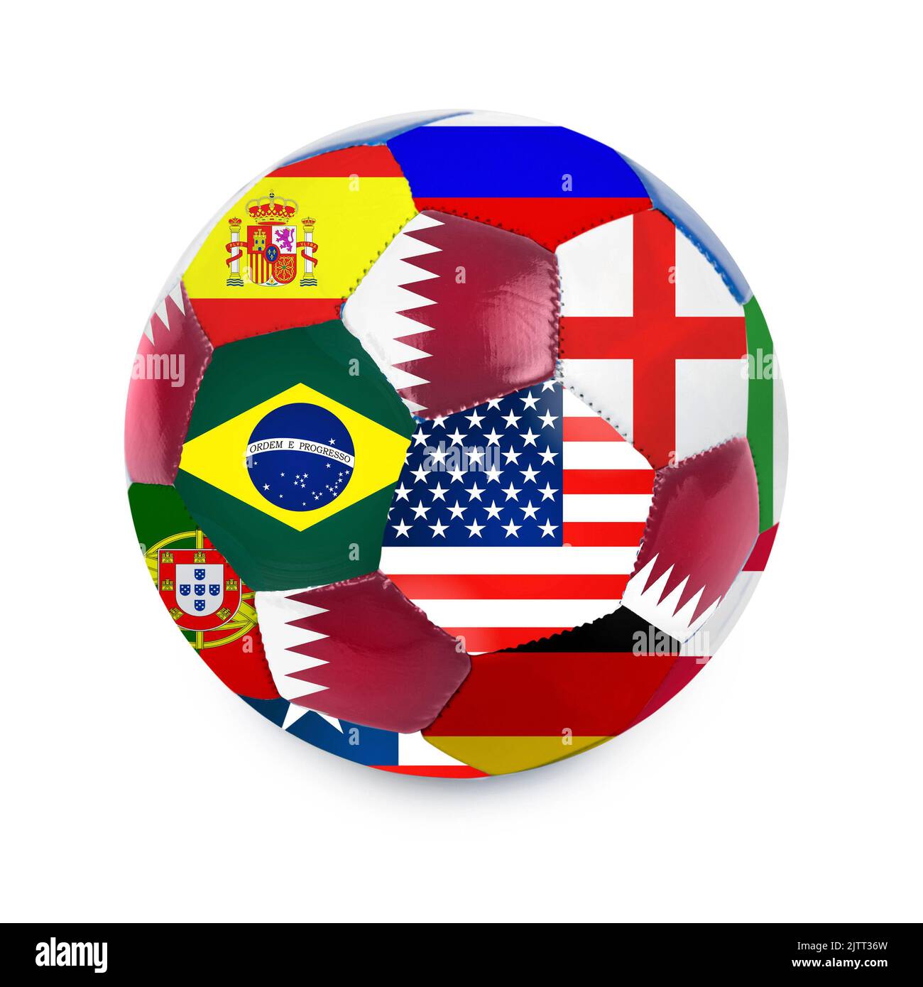 2022 Qatar soccer football ball with countries flags on a white ...