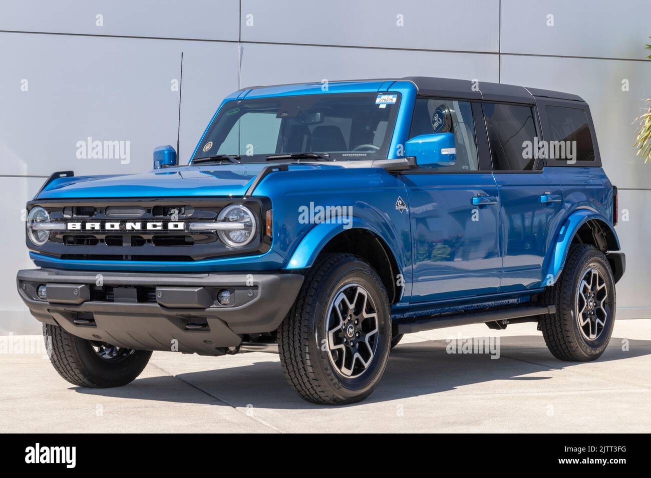 Greenwood - Circa August 2022: Ford Bronco display. Broncos are offered ...