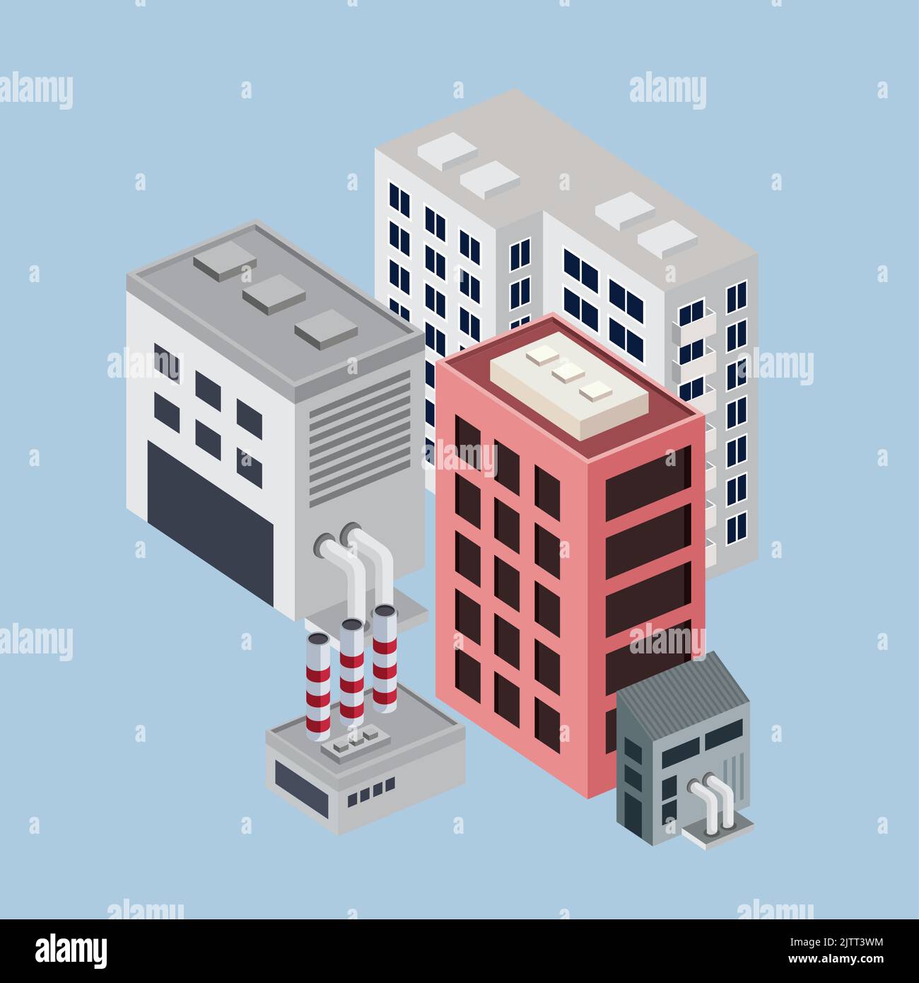 isometric gray and pink buildings Stock Vector Image & Art - Alamy