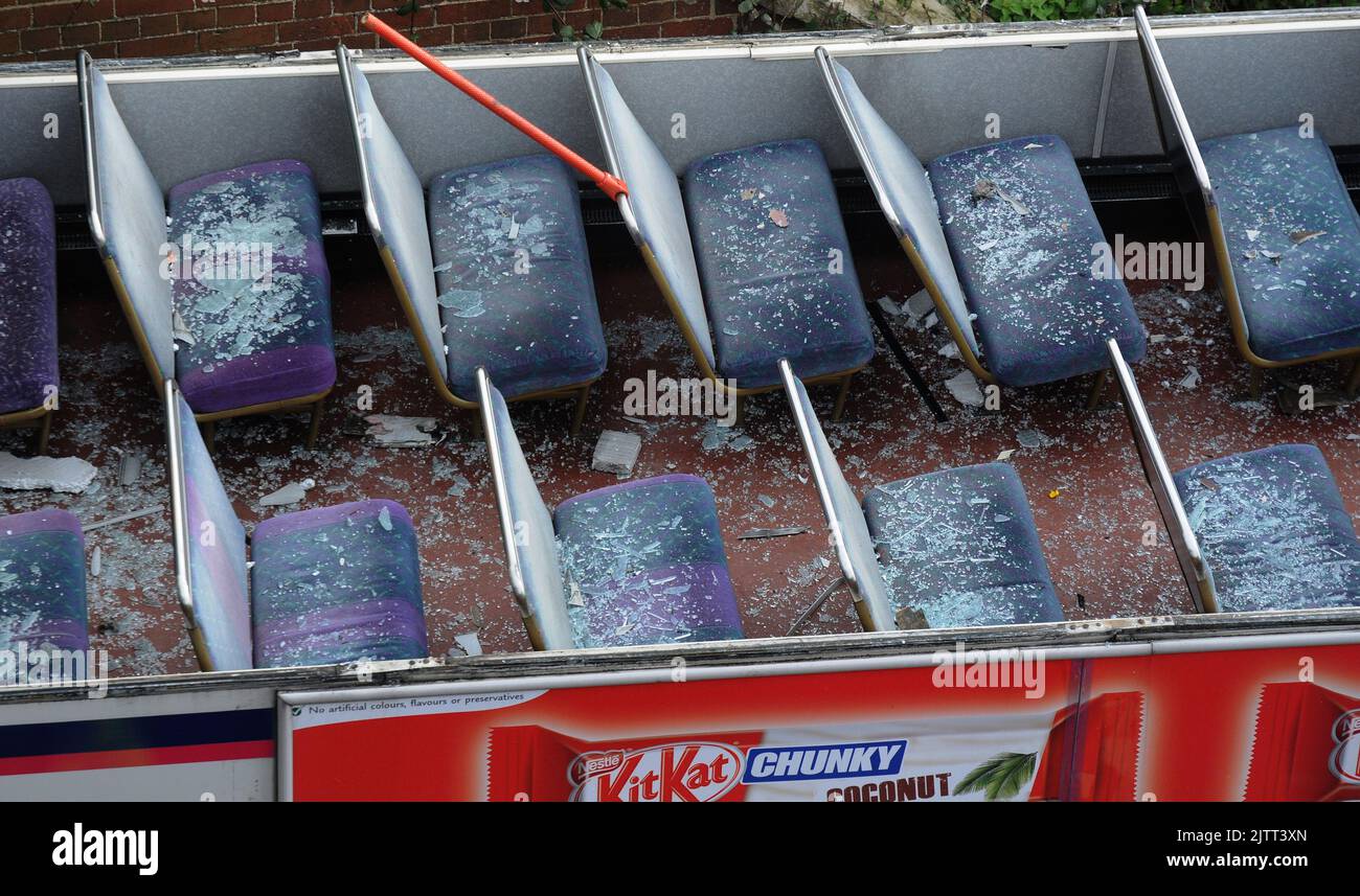 A DOUBLE DECKER BUS HAD ITS ROOF RIPPED COMPLETELY OFF AFTER IT ...