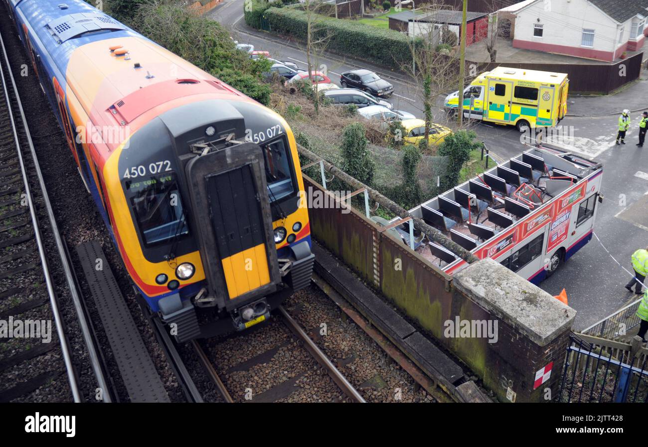 A DOUBLE DECKER BUS HAD ITS ROOF RIPPED COMPLETELY OFF AFTER IT ...