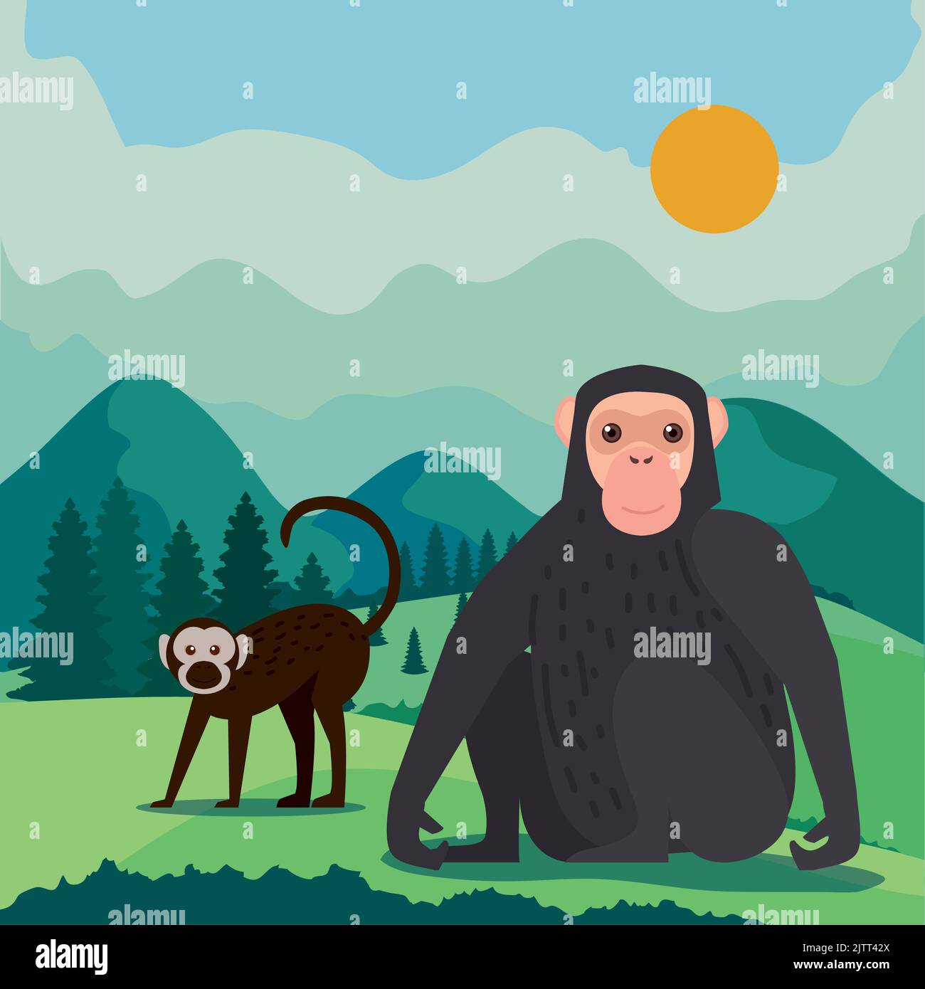 Monkeys sun Stock Vector Images - Alamy