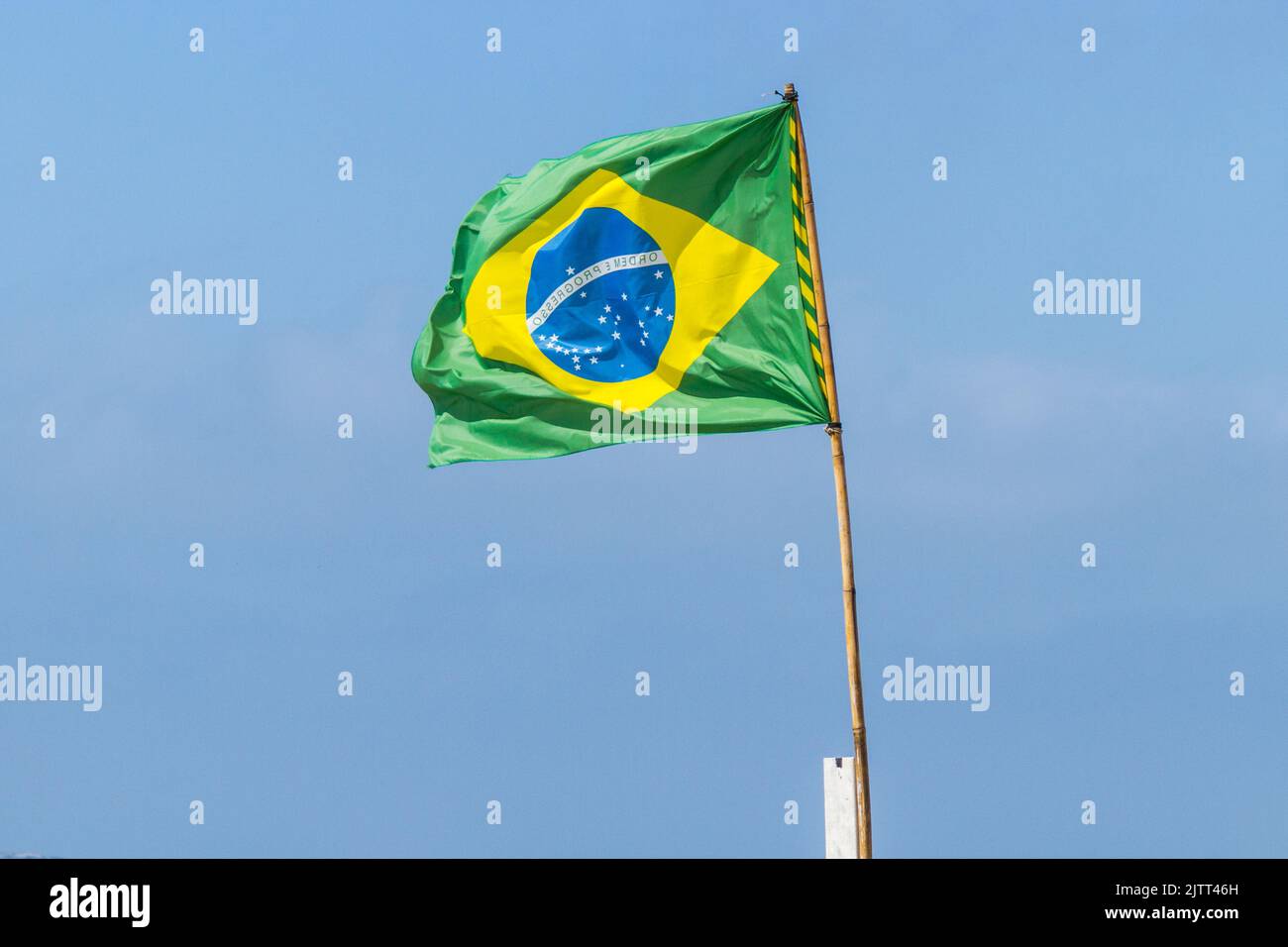 Flag of Brazil outdoors in Rio de Janeiro Stock Photo - Alamy