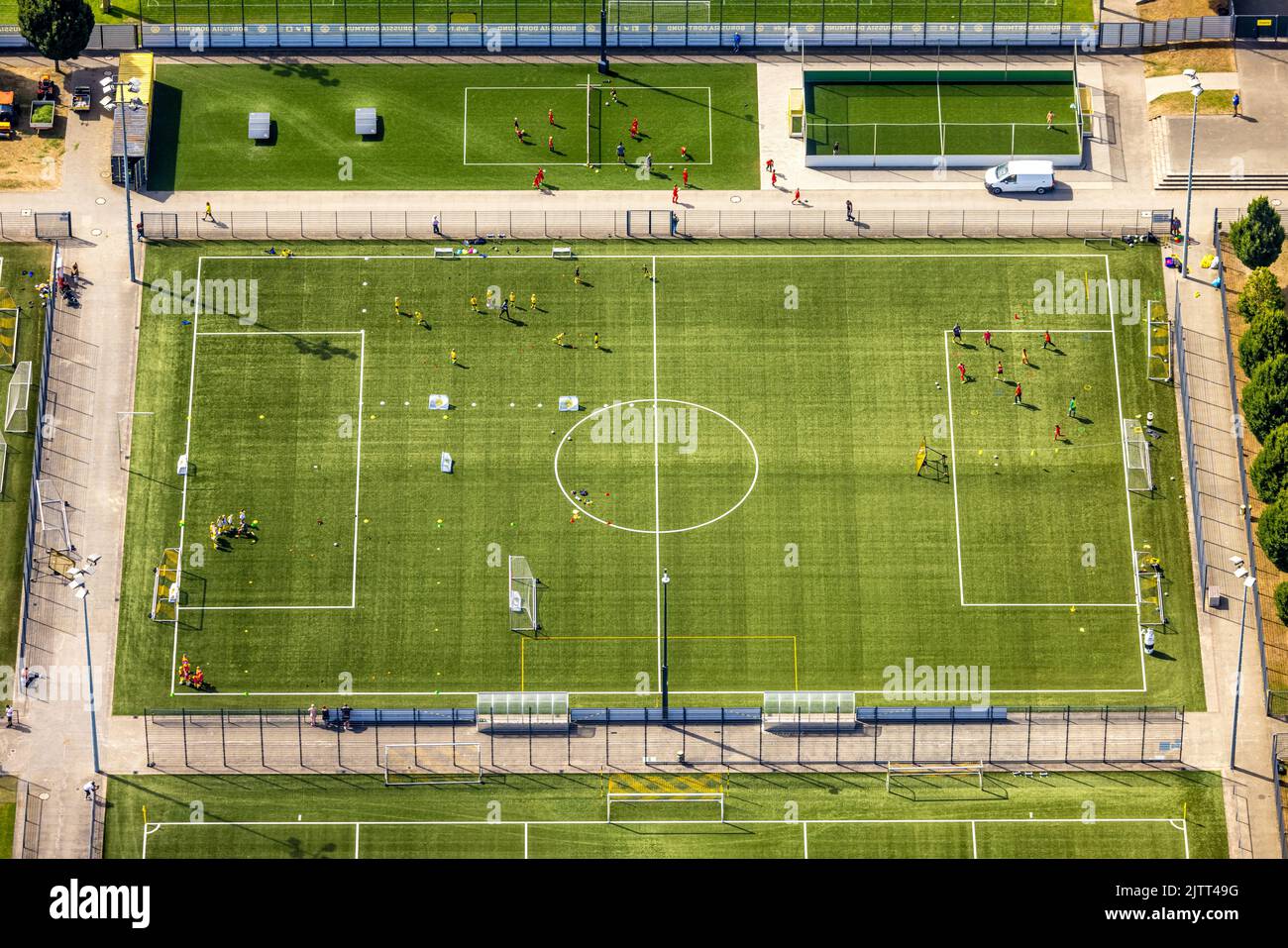 Aerial view, BVB training center, Adi-Preißler-Allee, soccer field and ...