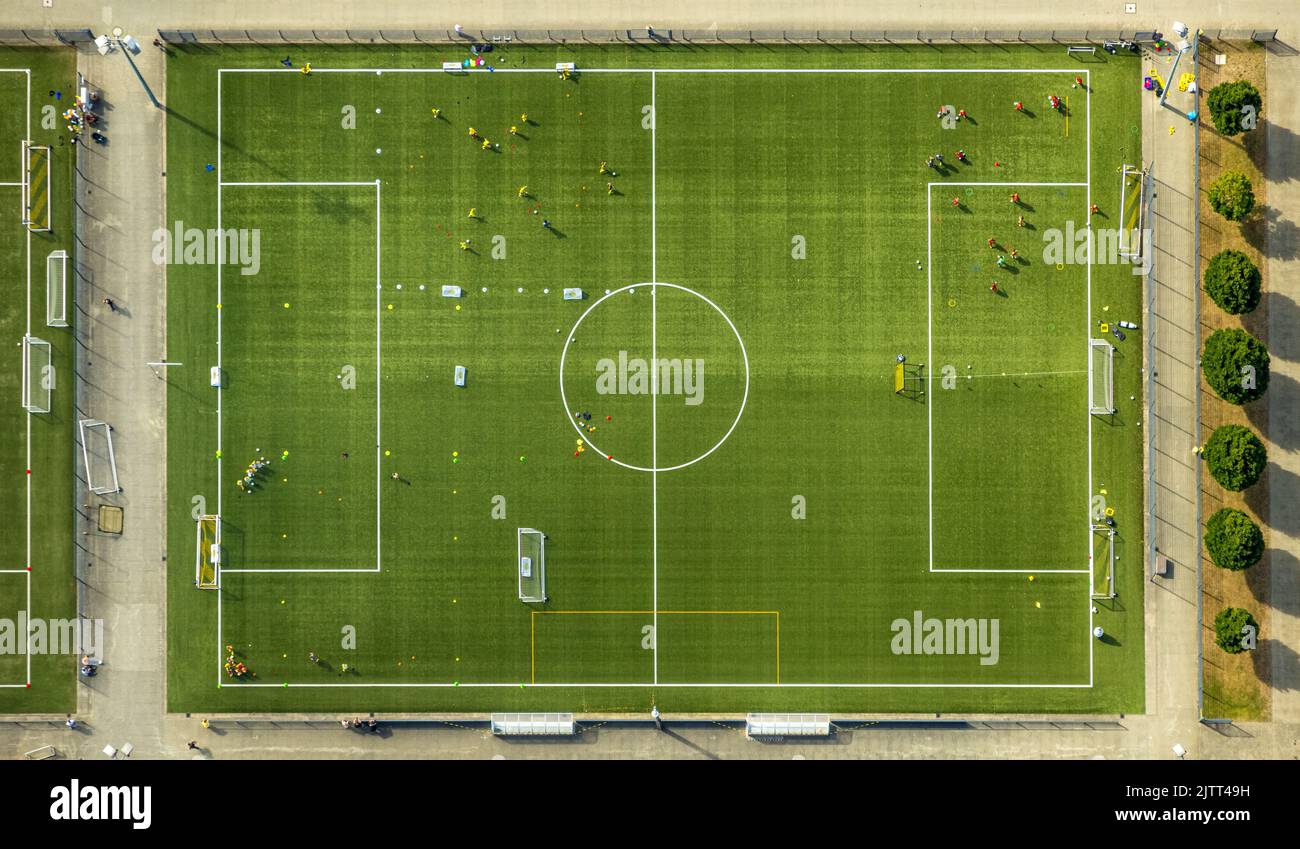 Aerial view, BVB training center, Adi-Preißler-Allee, soccer field and ...