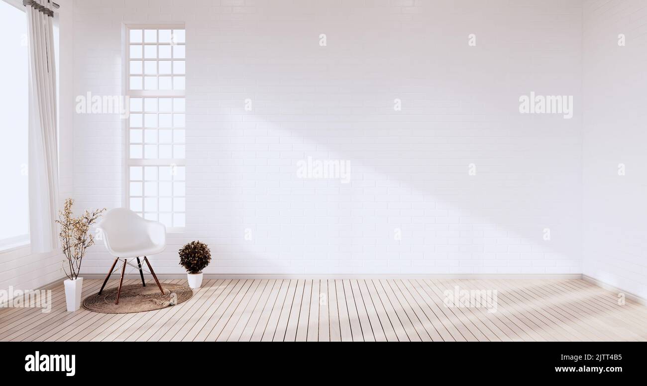 Empty Loft style with white brick design loft style.3D rendering Stock ...