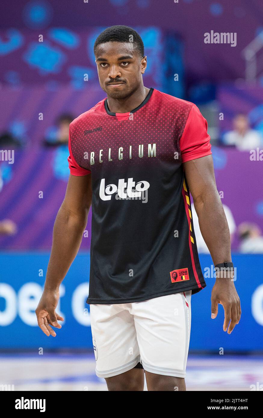 Retin Obasohan of Belgium pictured at the warm up ahead of the match ...