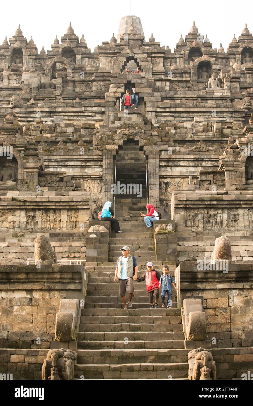 Ancient Buddhist Borobudur Temple outside Jogjakarta (Yogyakarta), Java ...