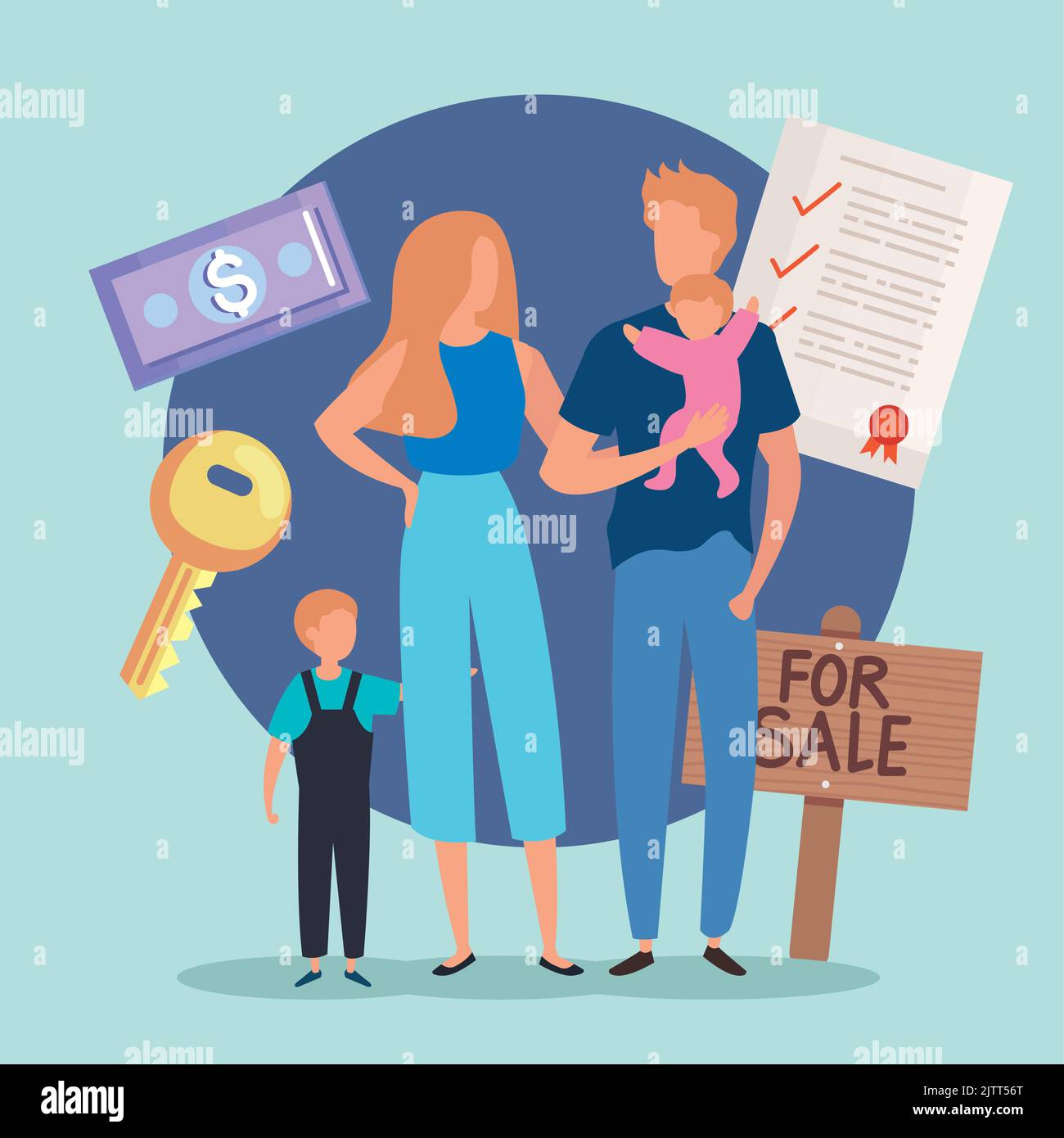 family with real state icons Stock Vector Image & Art - Alamy
