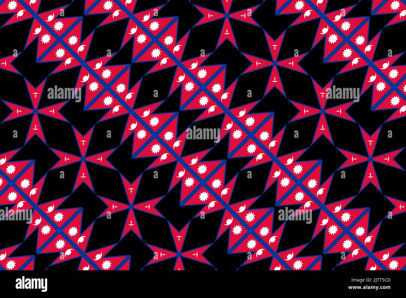 Geometric pattern in the colors of the national flag of Nepal. The ...