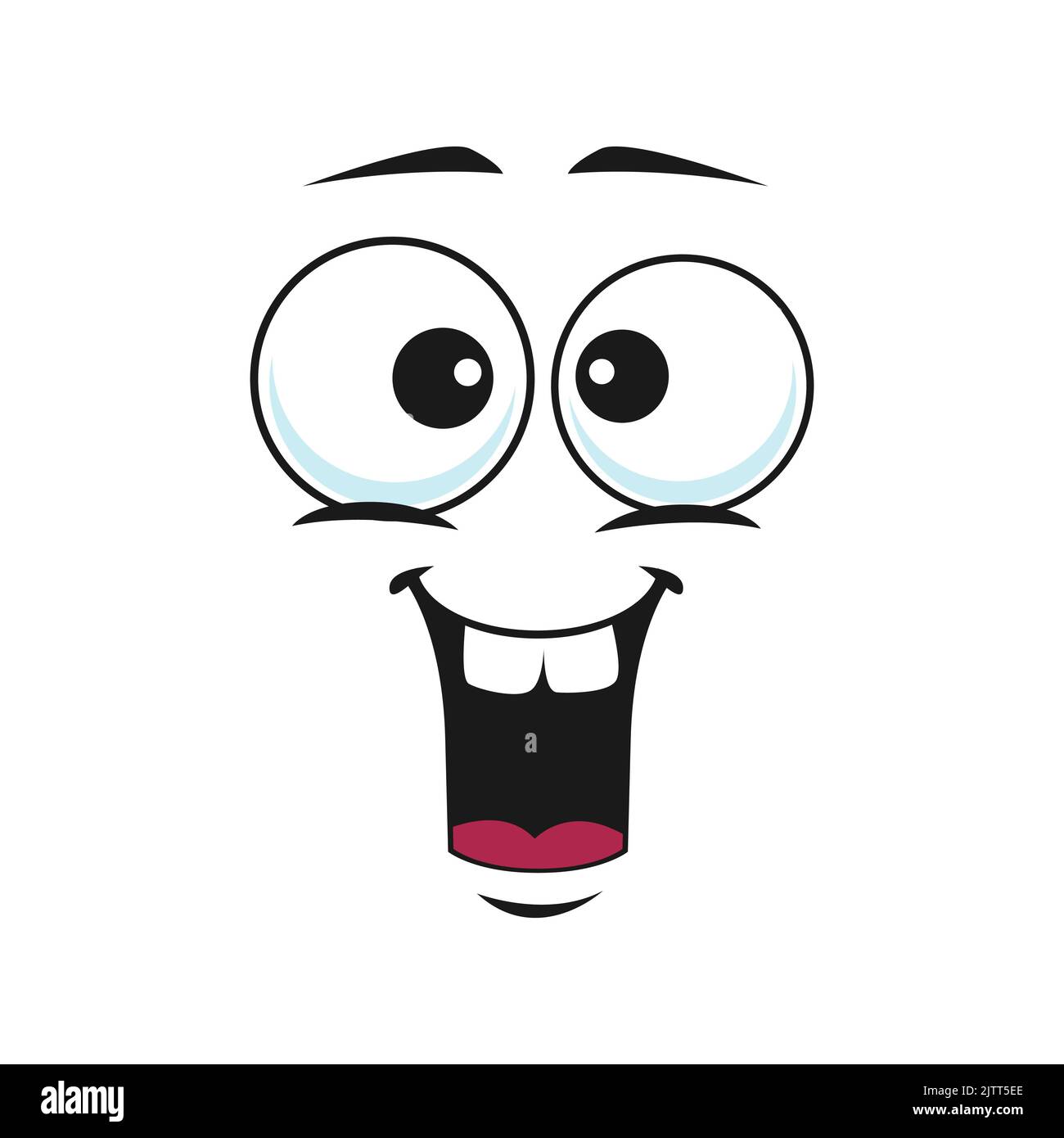 Happy cartoon face with wide smile, vector excited facial emoji. Funny ...