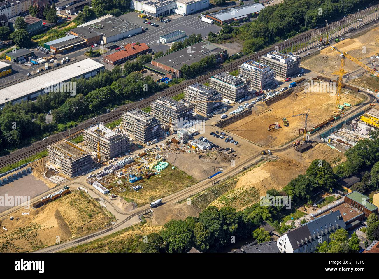 Aerial view, construction site Kronprinzenviertel for new construction ... Aerial view, construction site Kronprinzenviertel for new construction ...