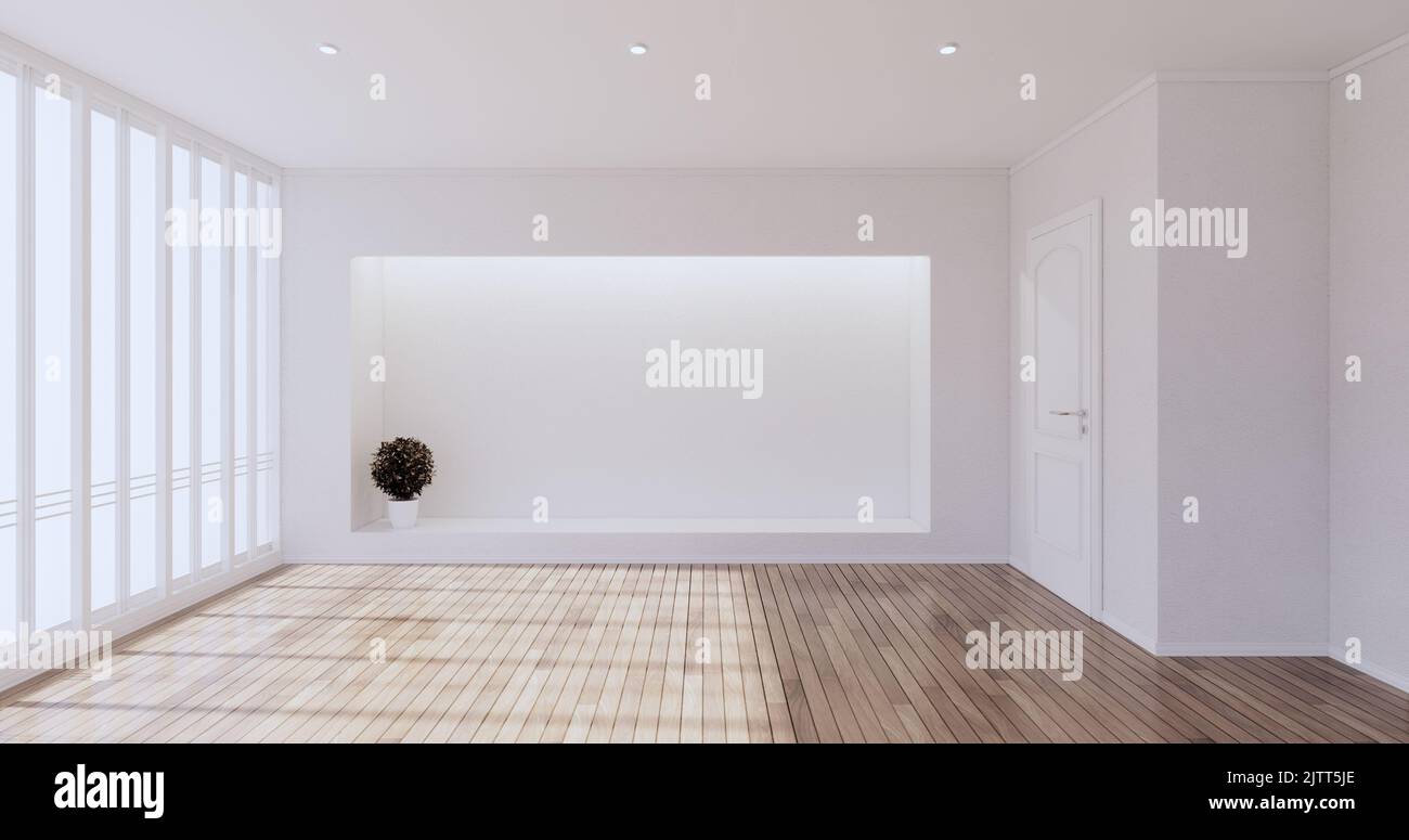 Cleaning room, Modern room empty white wall on tiles floor. 3D ...