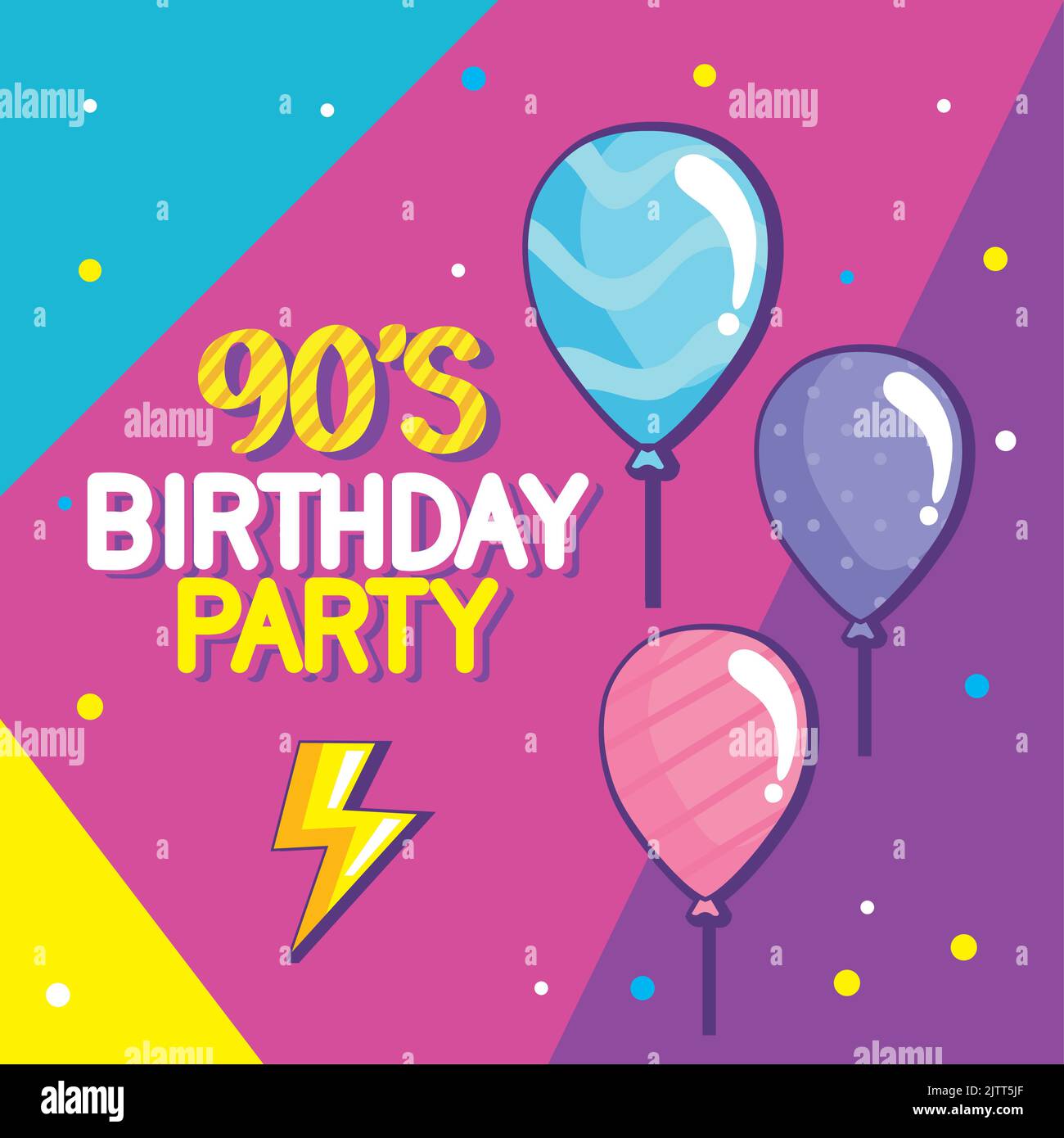 90 birthday party lettering with balloons helium Stock Vector Image ...