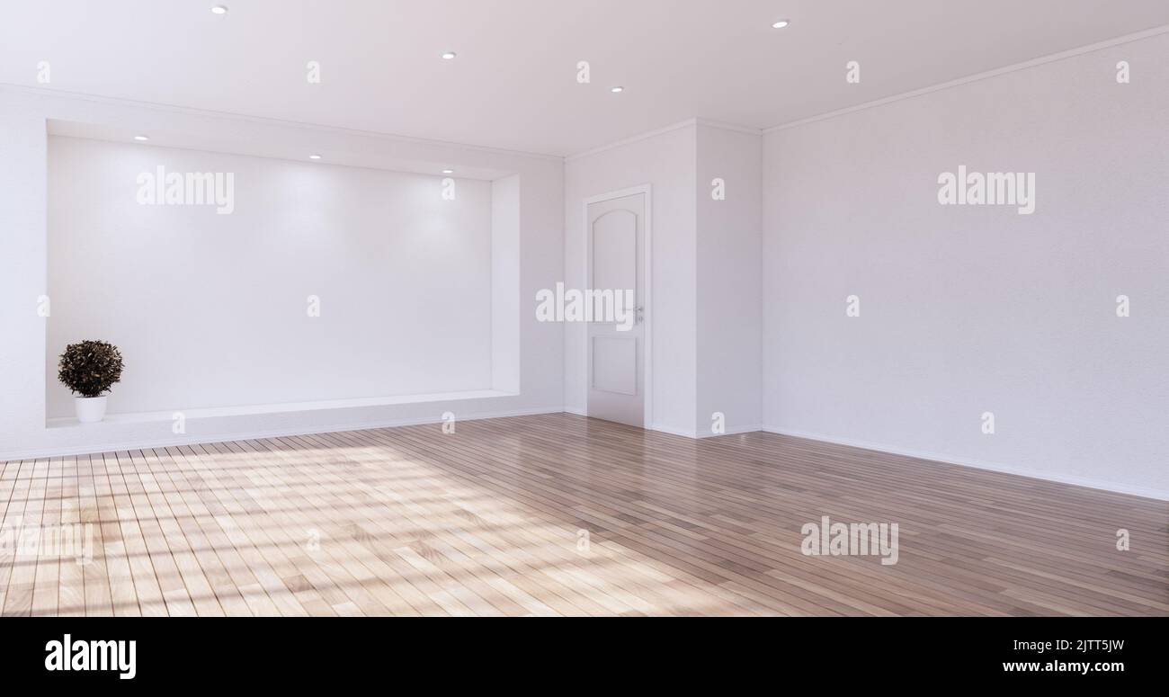 Cleaning room, Modern room empty white wall on tiles floor. 3D ...
