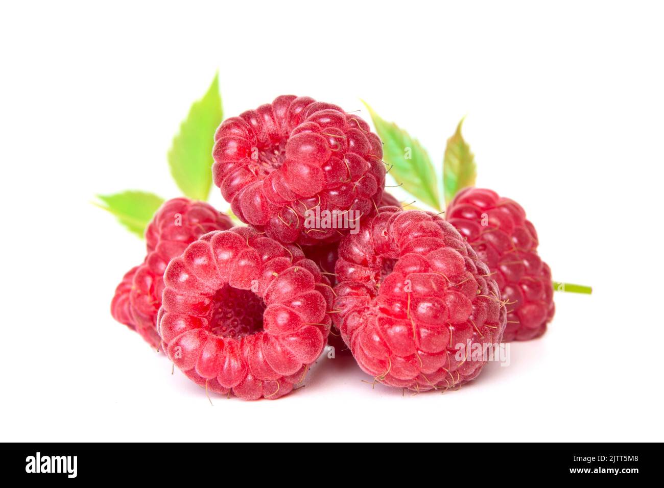 Raspberry with leaves isolated on a white background Stock Photo - Alamy