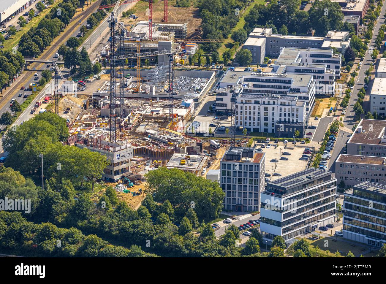 Aerial view, Stadtkrone-Ost construction site and new building, Adesso ...