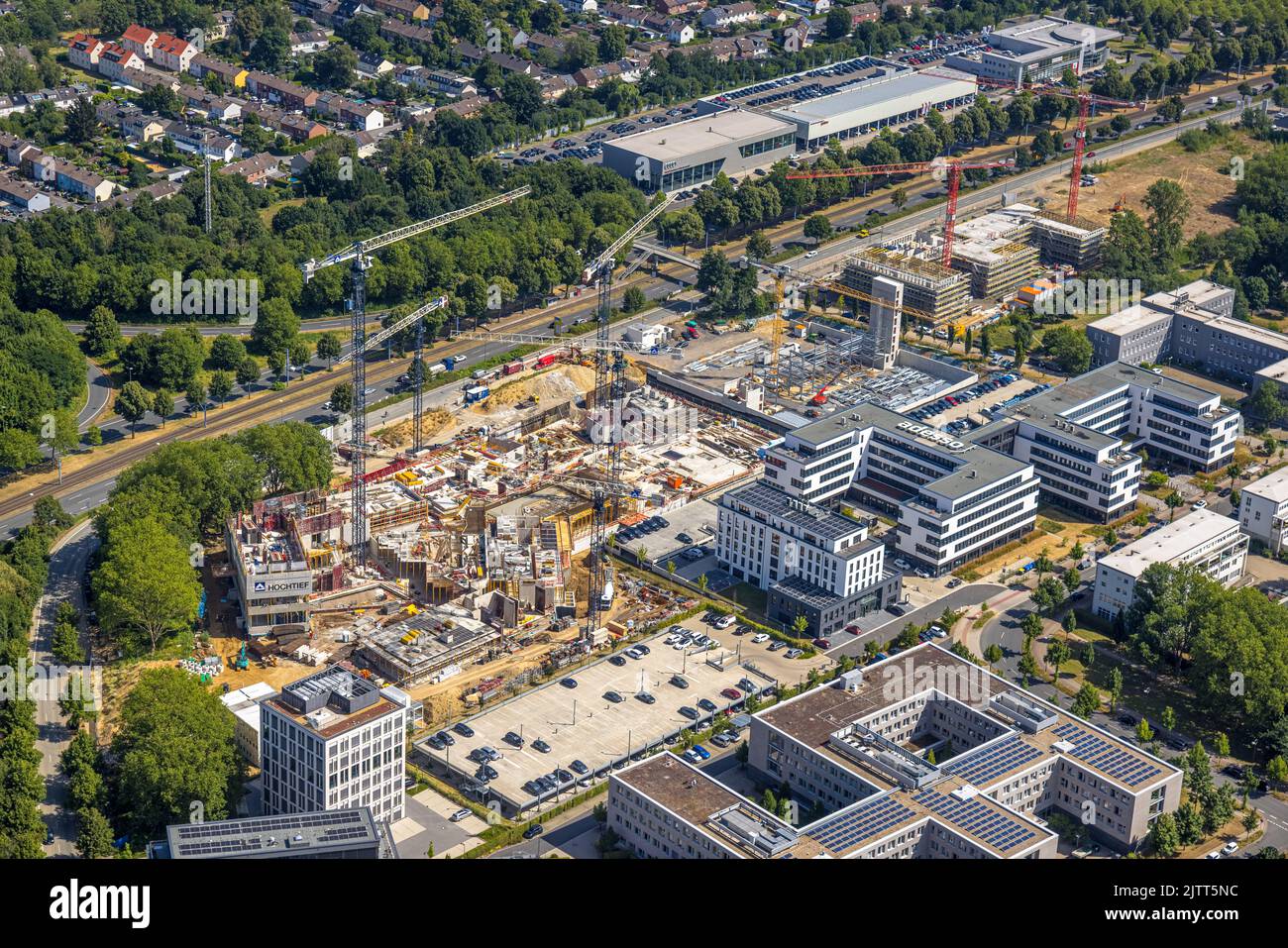 Aerial view, Stadtkrone-Ost construction site and new building, Adesso ...