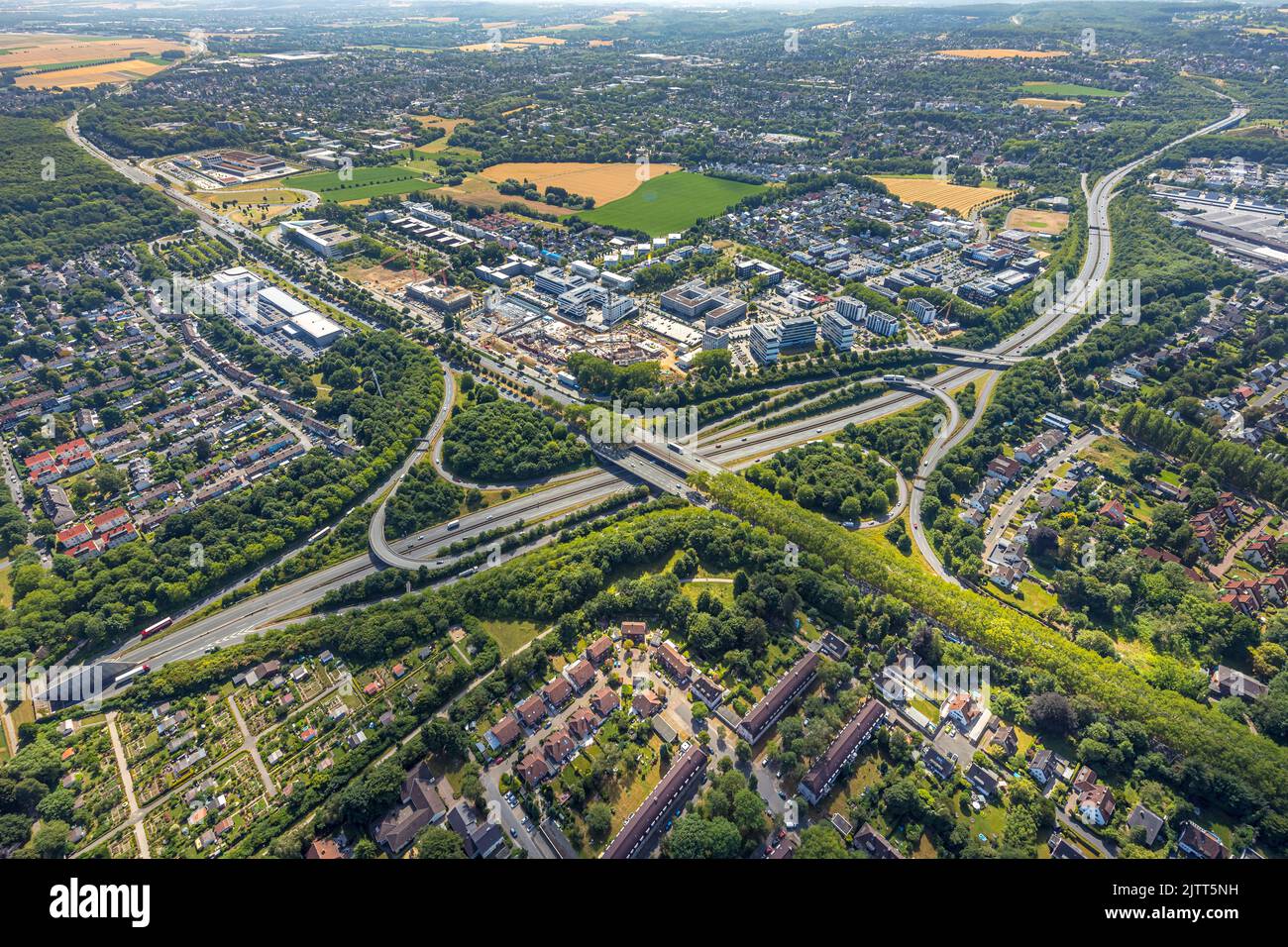 Aerial view, Stadtkrone-Ost construction site and new building, Adesso ...