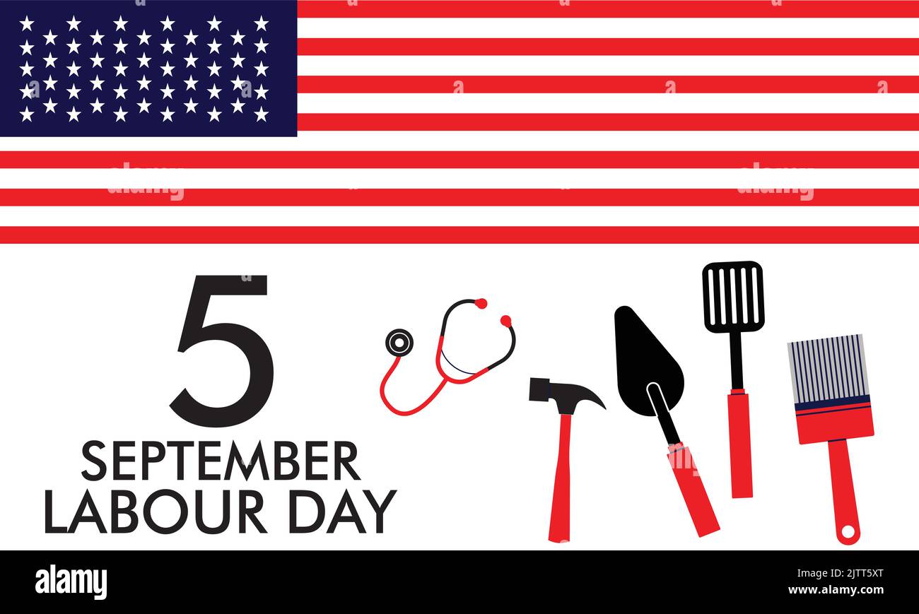 USA Labor Day Poster With People Of Different Occupations with USA Flag ...