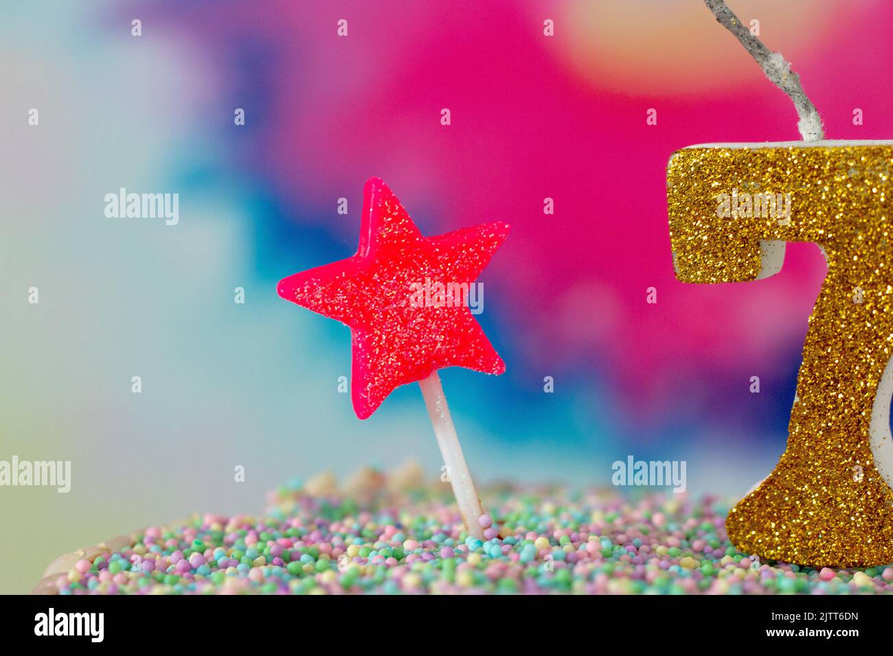 seven year party decoration with tie dye theme in rio de janeiro Stock ...