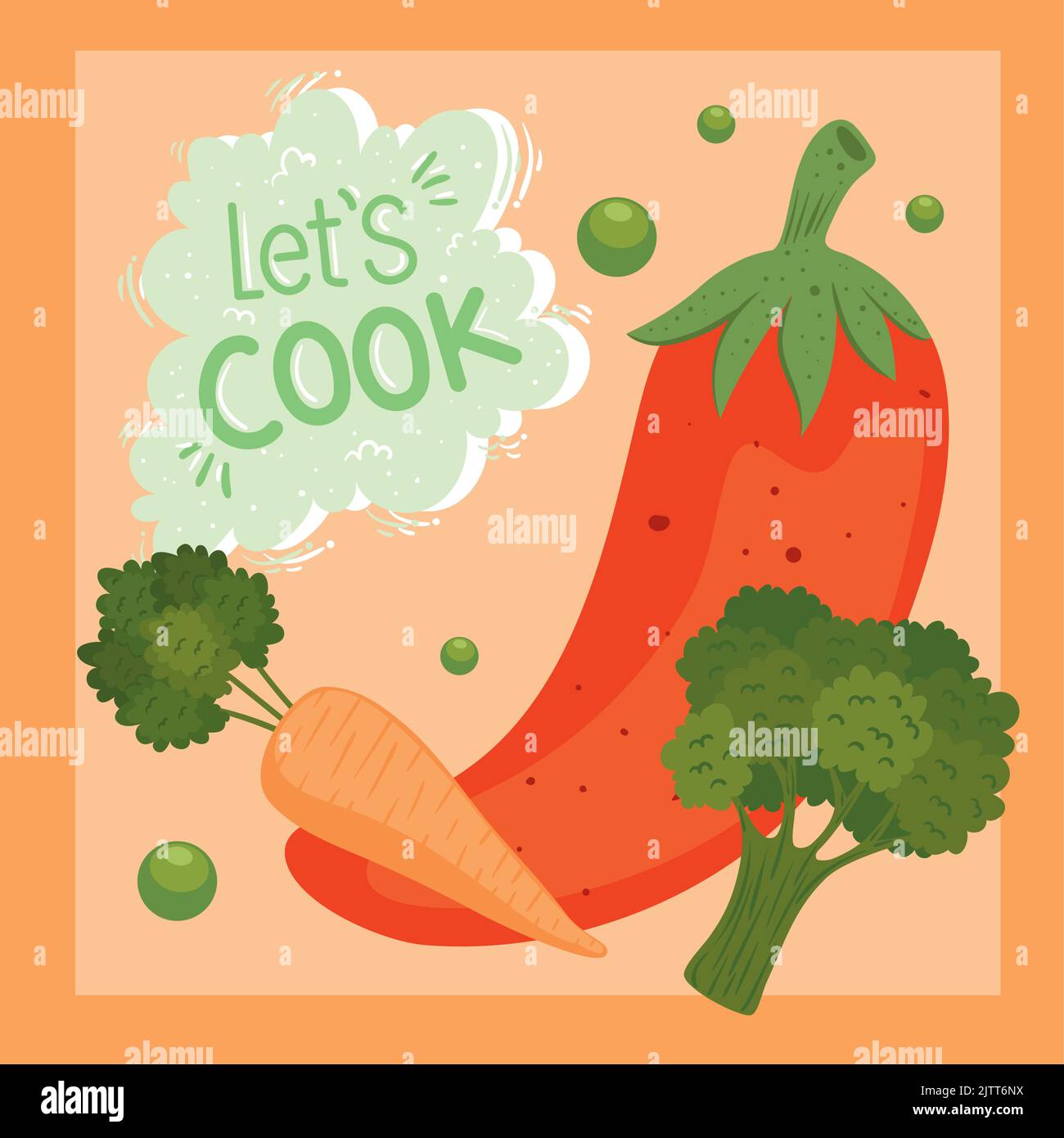 lets cook lettering with healthy food Stock Vector Image & Art - Alamy