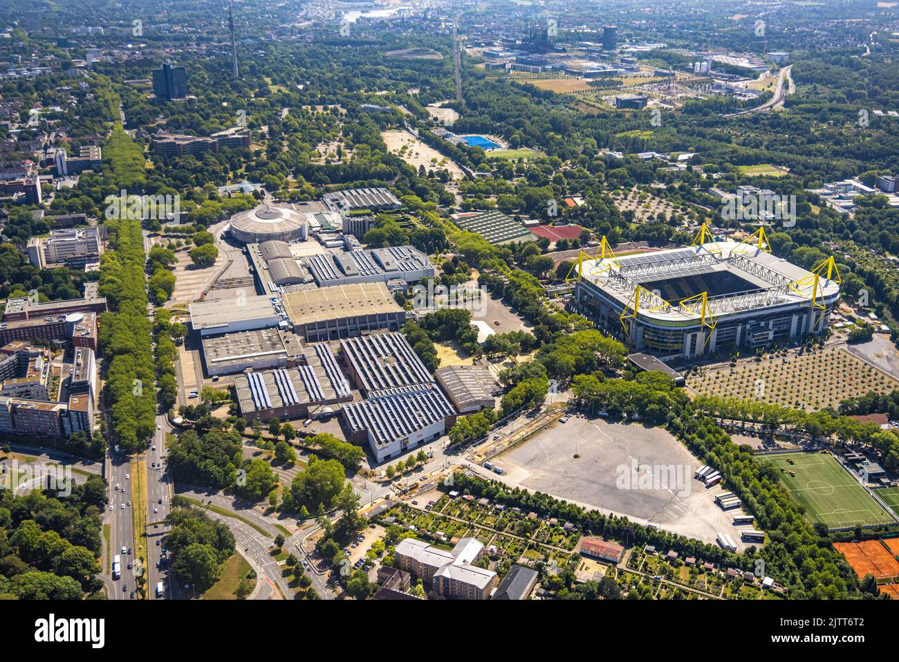 Aerial view, Westfalenhallen, Signal Iduna Park, Westfalenstadion ...