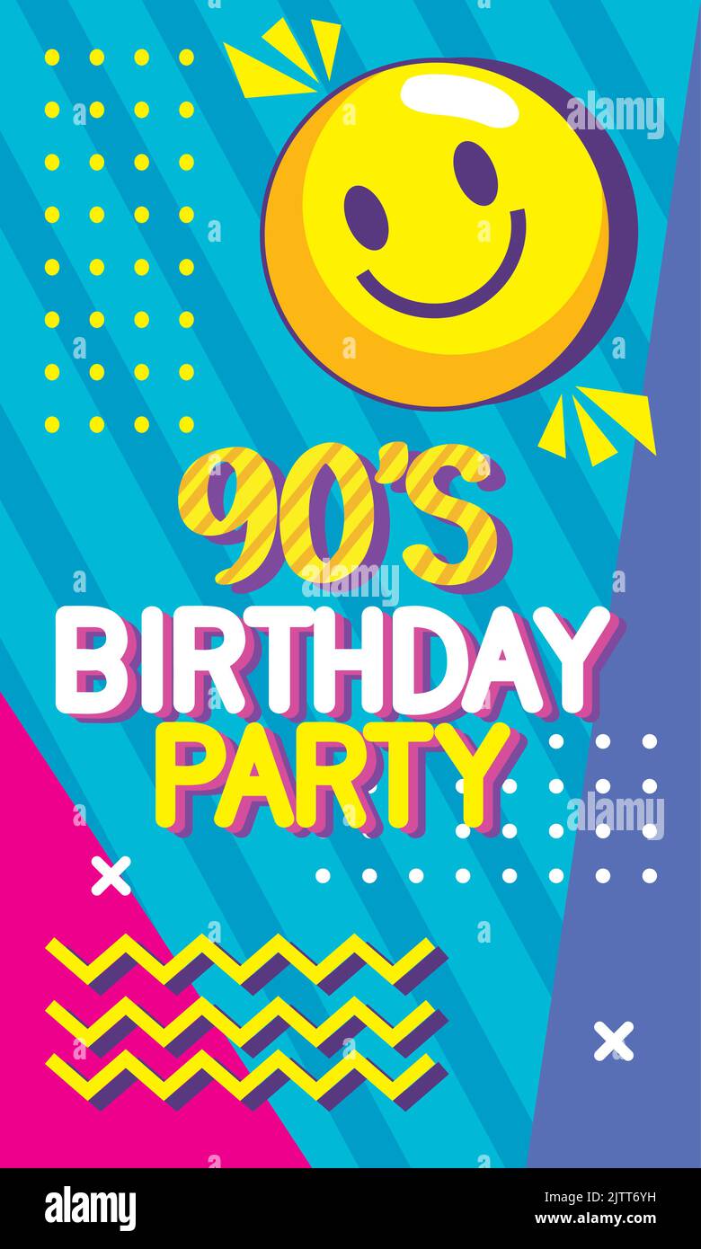 90 birthday party with emoticon Stock Vector Image & Art - Alamy