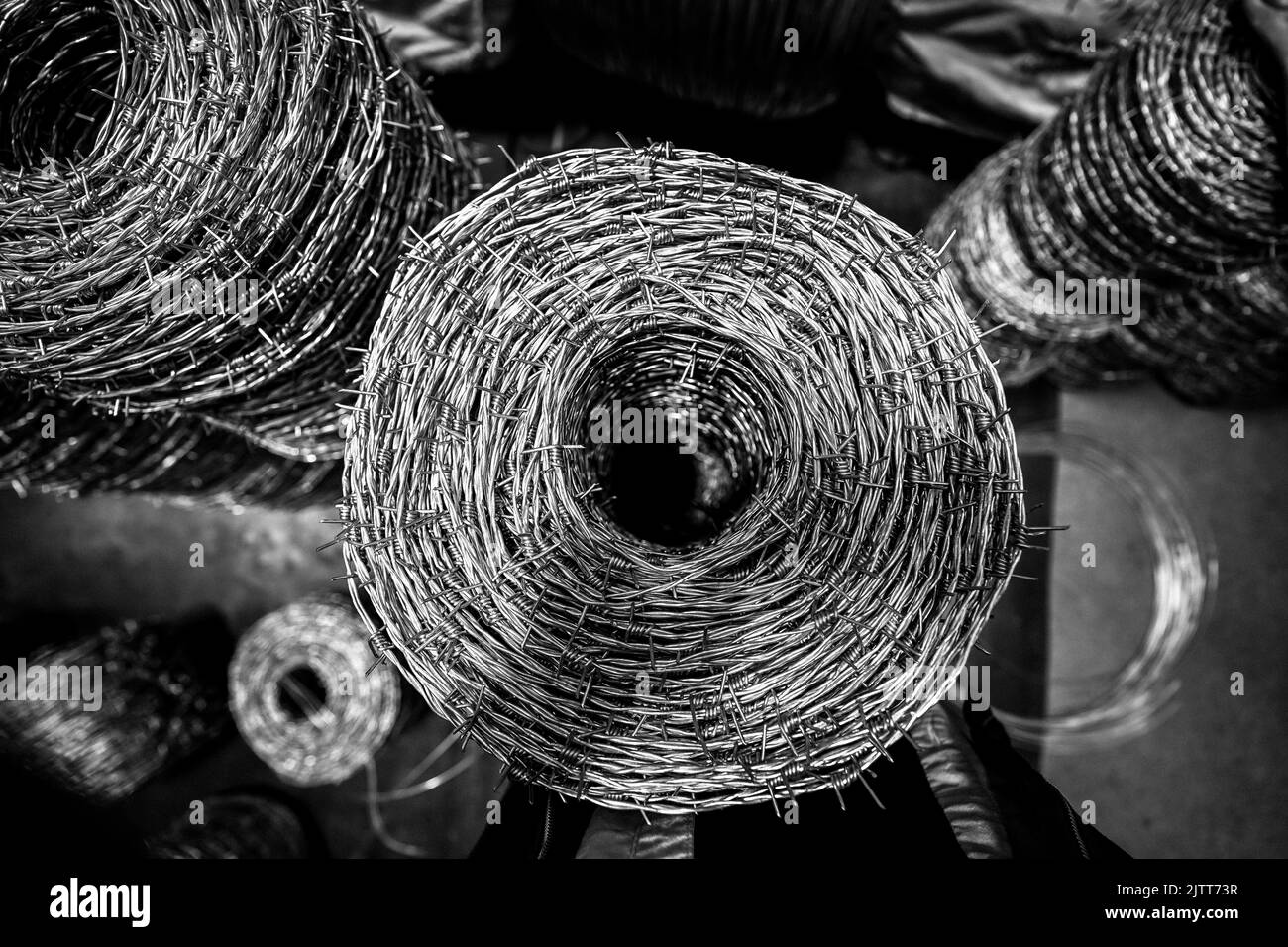 Sharp barbed wires hi-res stock photography and images - Alamy