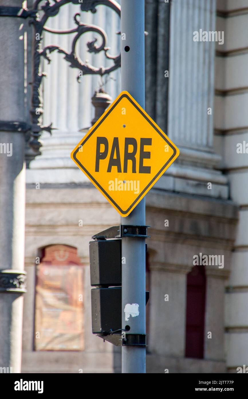 stop sign in the center of Rio de Janeiro Stock Photo - Alamy
