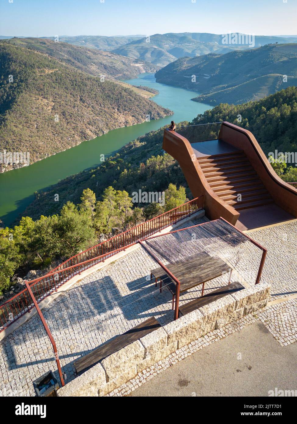 Viewpoint of Ujo over the meander of the river Tua, in the Douro region ...