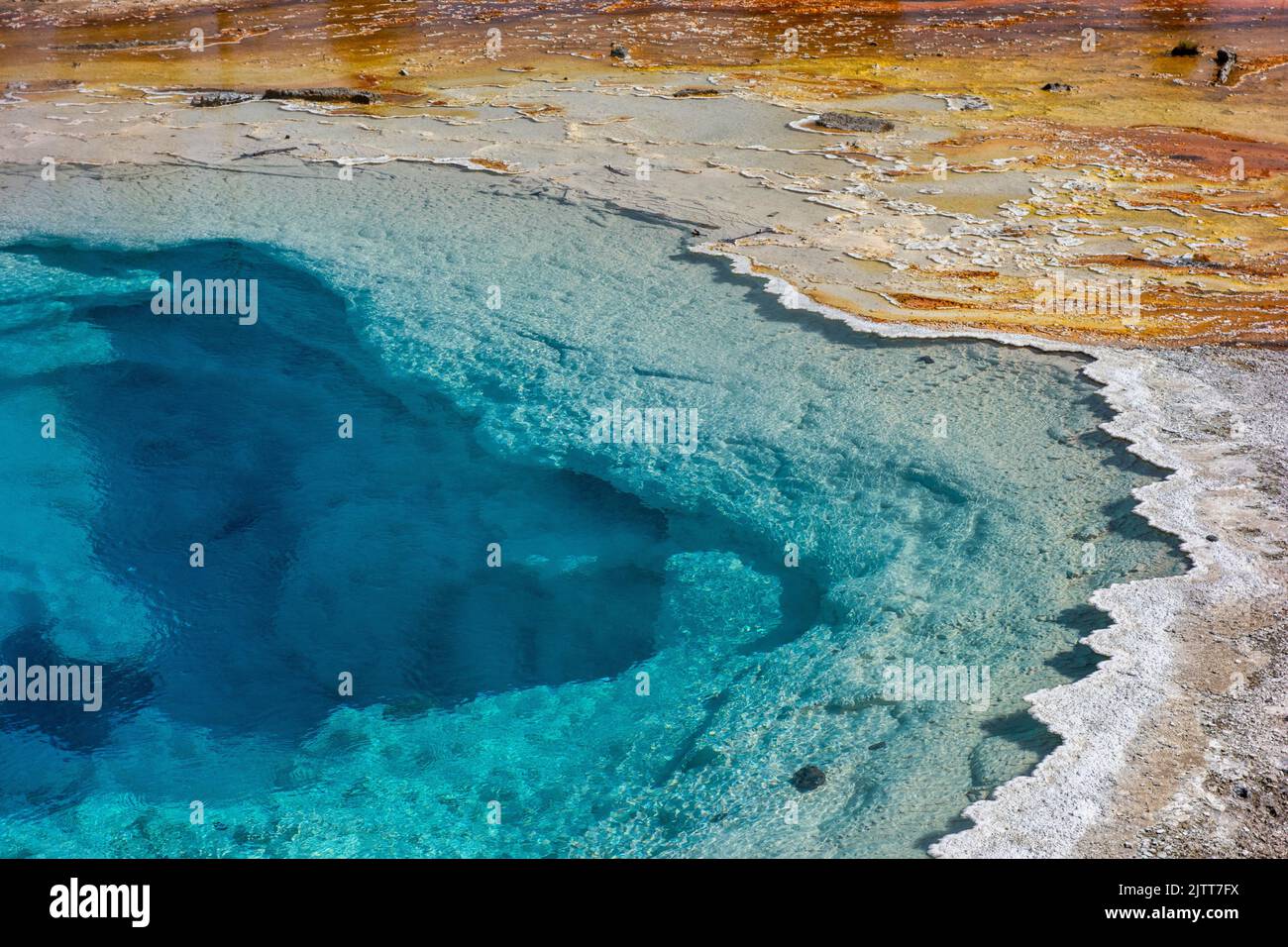 An aerial view of the Thermal basins in the Yellowstone National Park ...