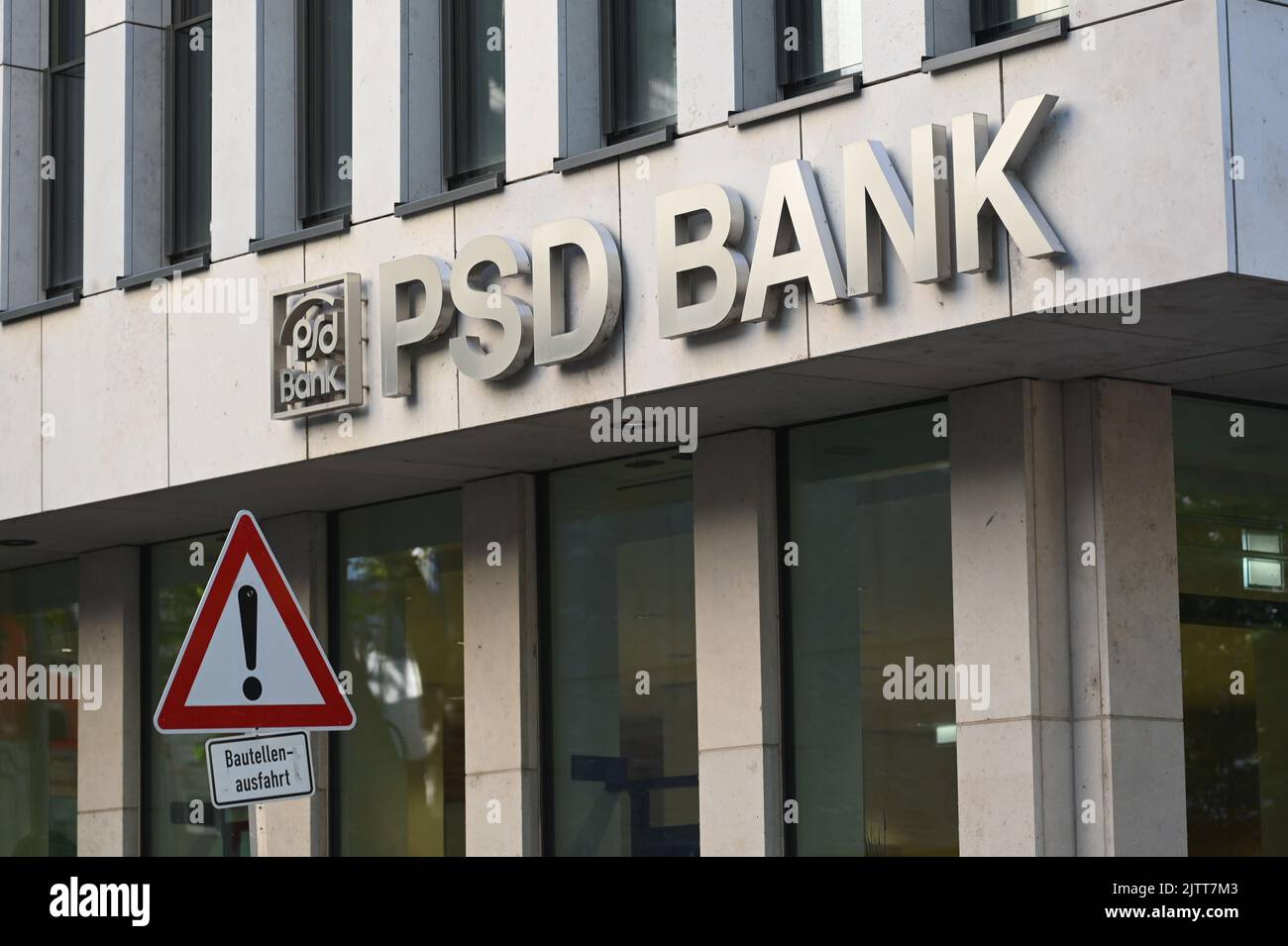 Cologne, Germany. 01st Sep, 2022. Lettering and logo of PSD Bank on the ...