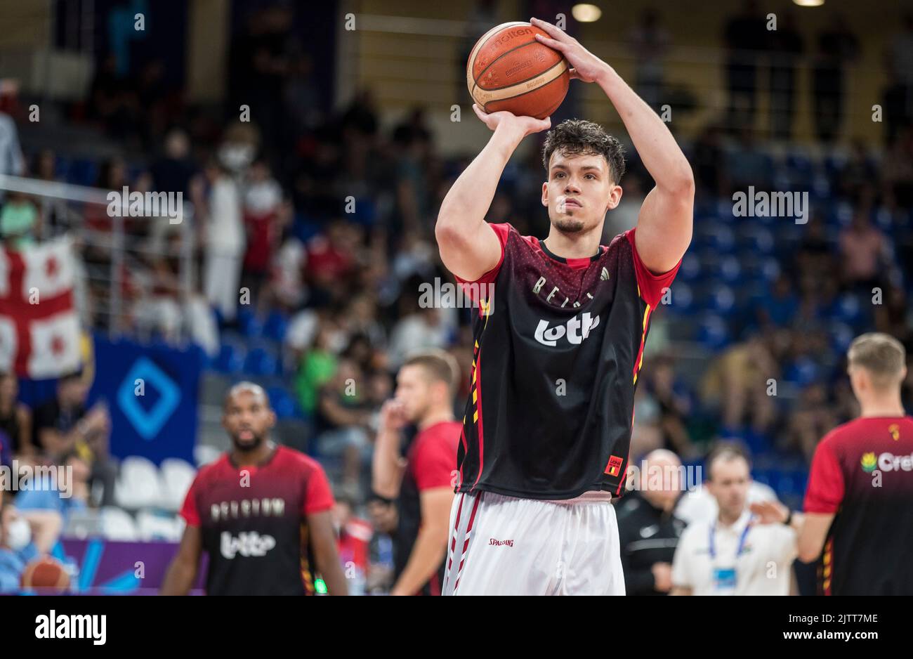 Belgium's Hans Vanwijn pictured at the warm up ahead of the match ...