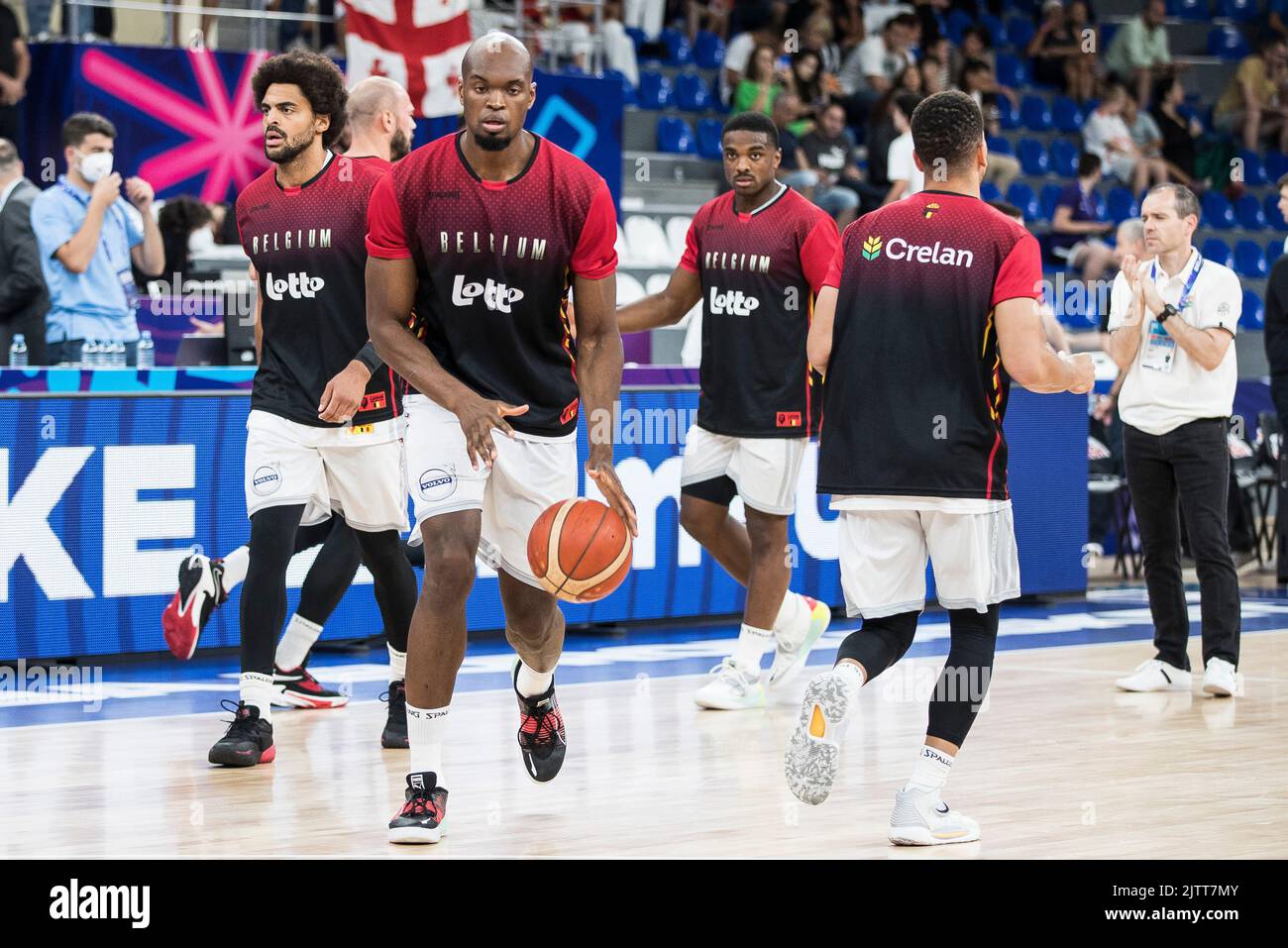 Kevin Tumba of Belgium pictured at the warm up ahead of the match ...
