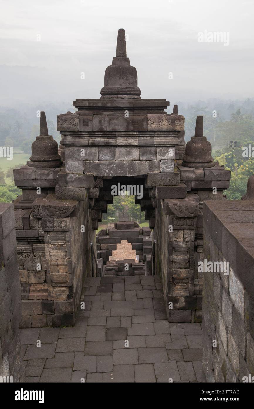 Ancient Buddhist Borobudur Temple outside Jogjakarta (Yogyakarta), Java ...