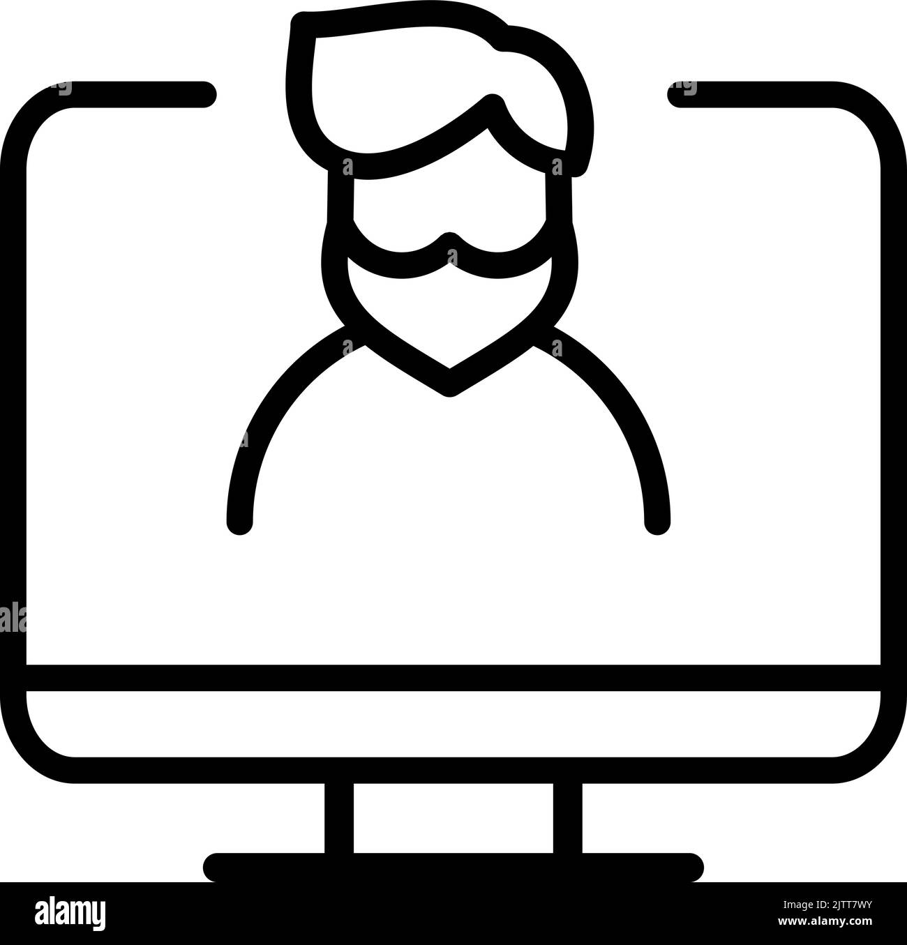 Vector speaker man in monitor. video conference line Icon. Online people meeting, business ...