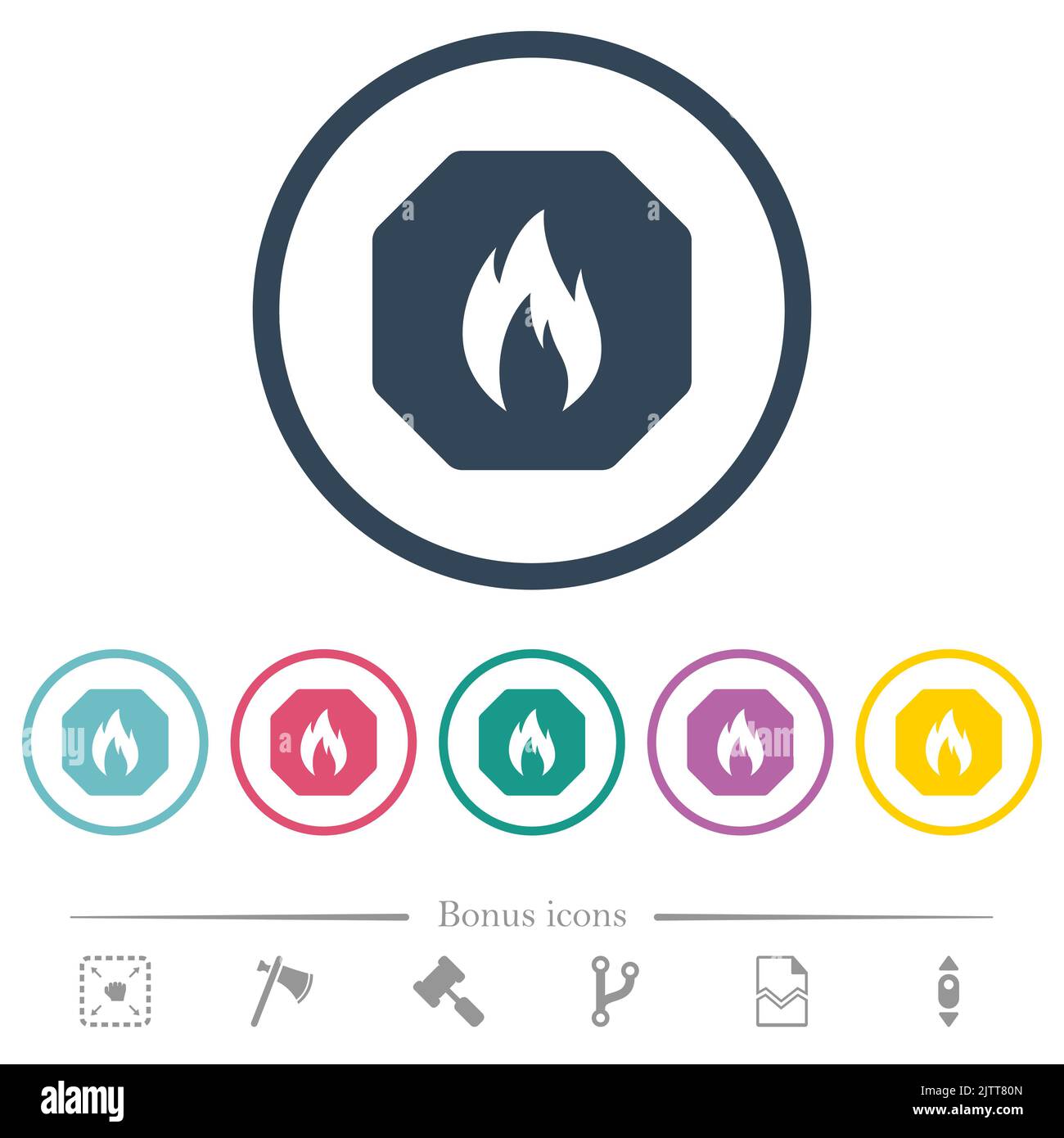 Octagon shaped natural gas sanction sign solid flat color icons in round outlines. 6 bonus icons ...