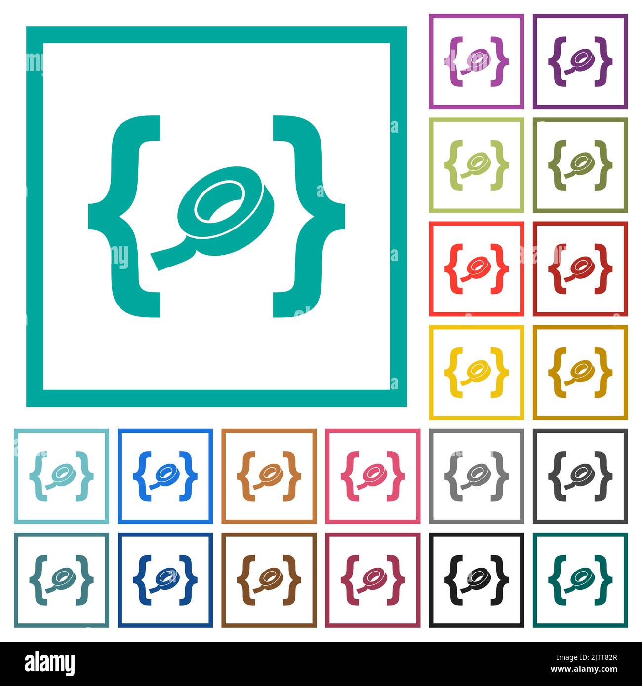 Software patch flat color icons with quadrant frames on white ...
